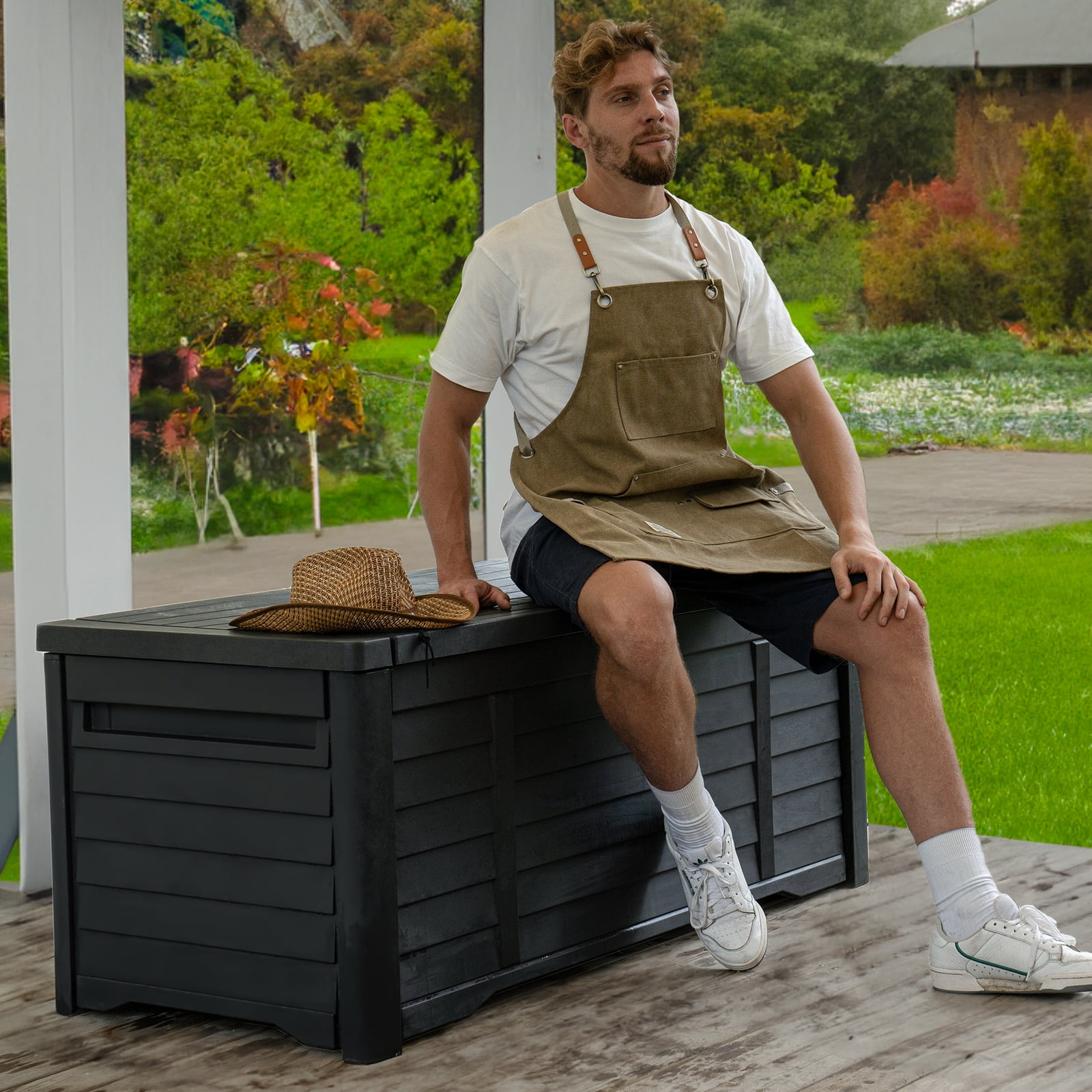 WLGD Large Deck Box 120 Gallon Waterproof Outdoor Storage Box, Extra ...