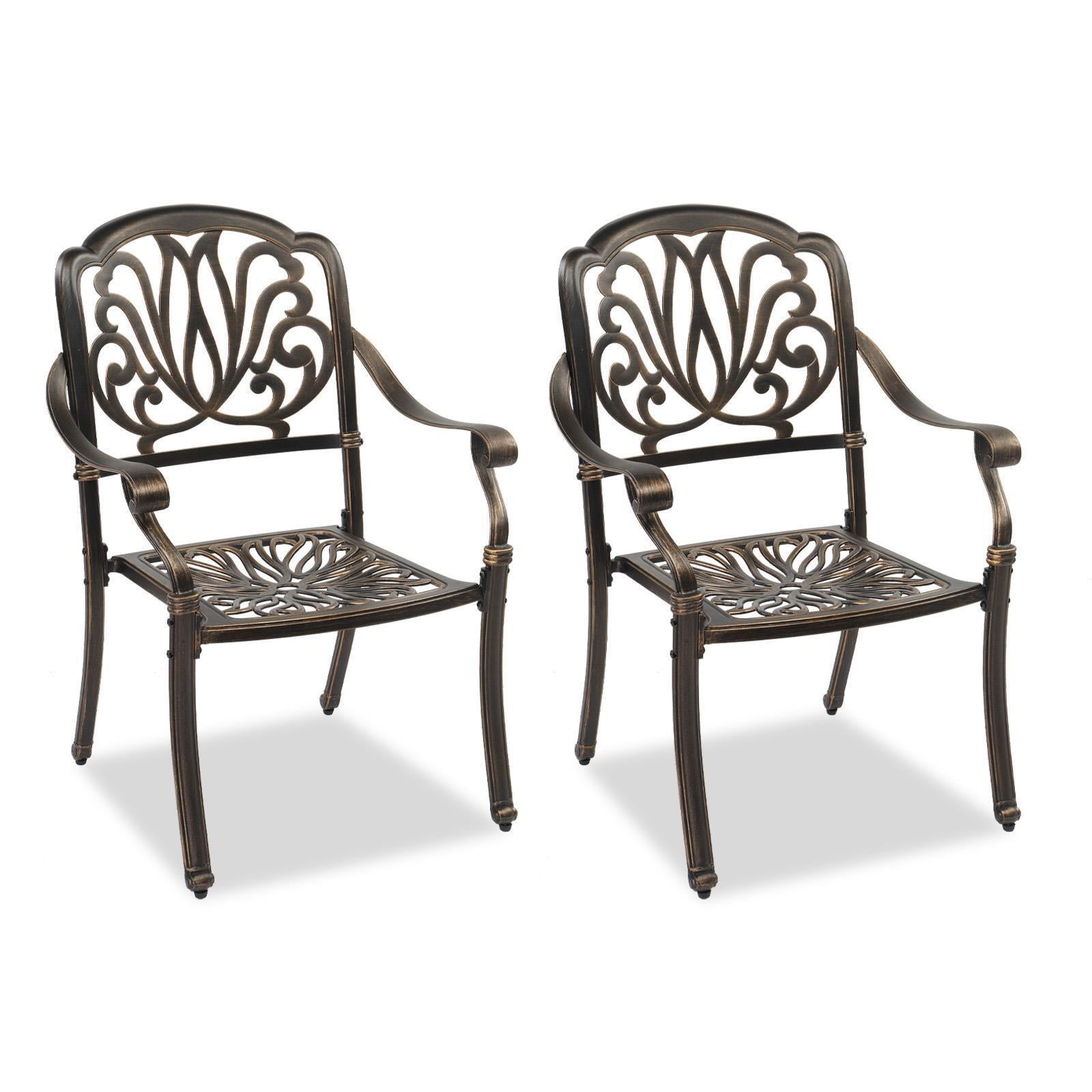 WLGD Outdoor Dining Chairs Set of 2 Aluminum Patio Chairs, Cast ...