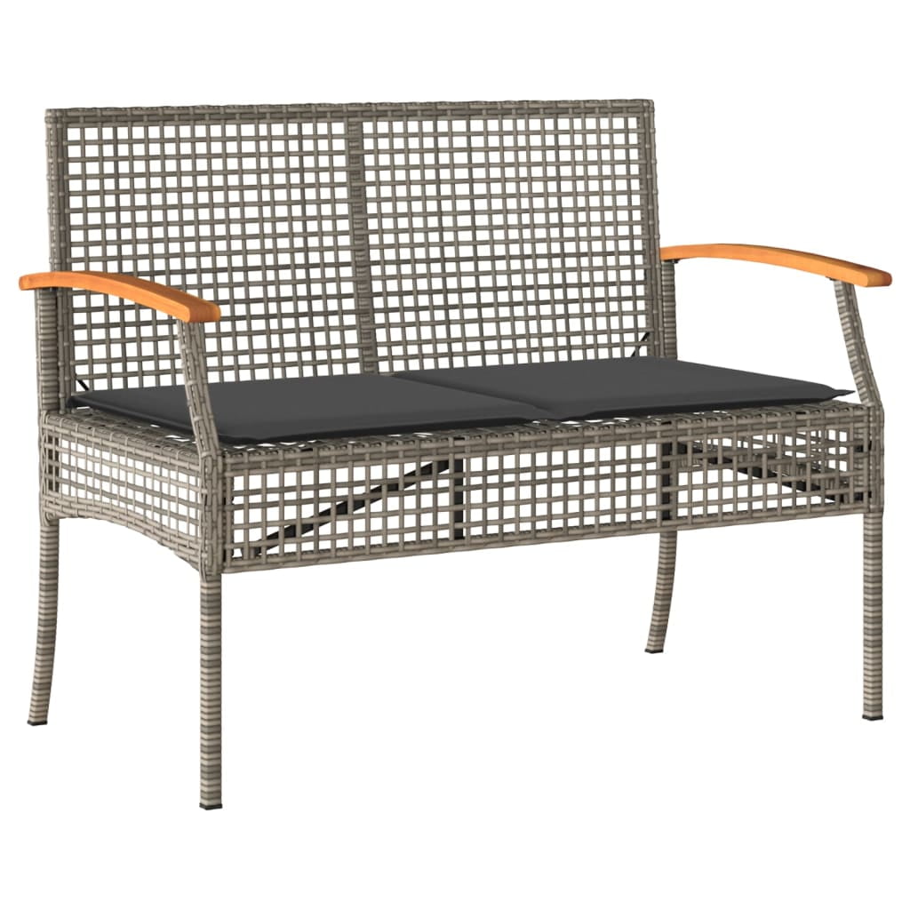 WLGD Patio Bench with Cushion -Poly Rattan and Acacia Wood Outdoor ...