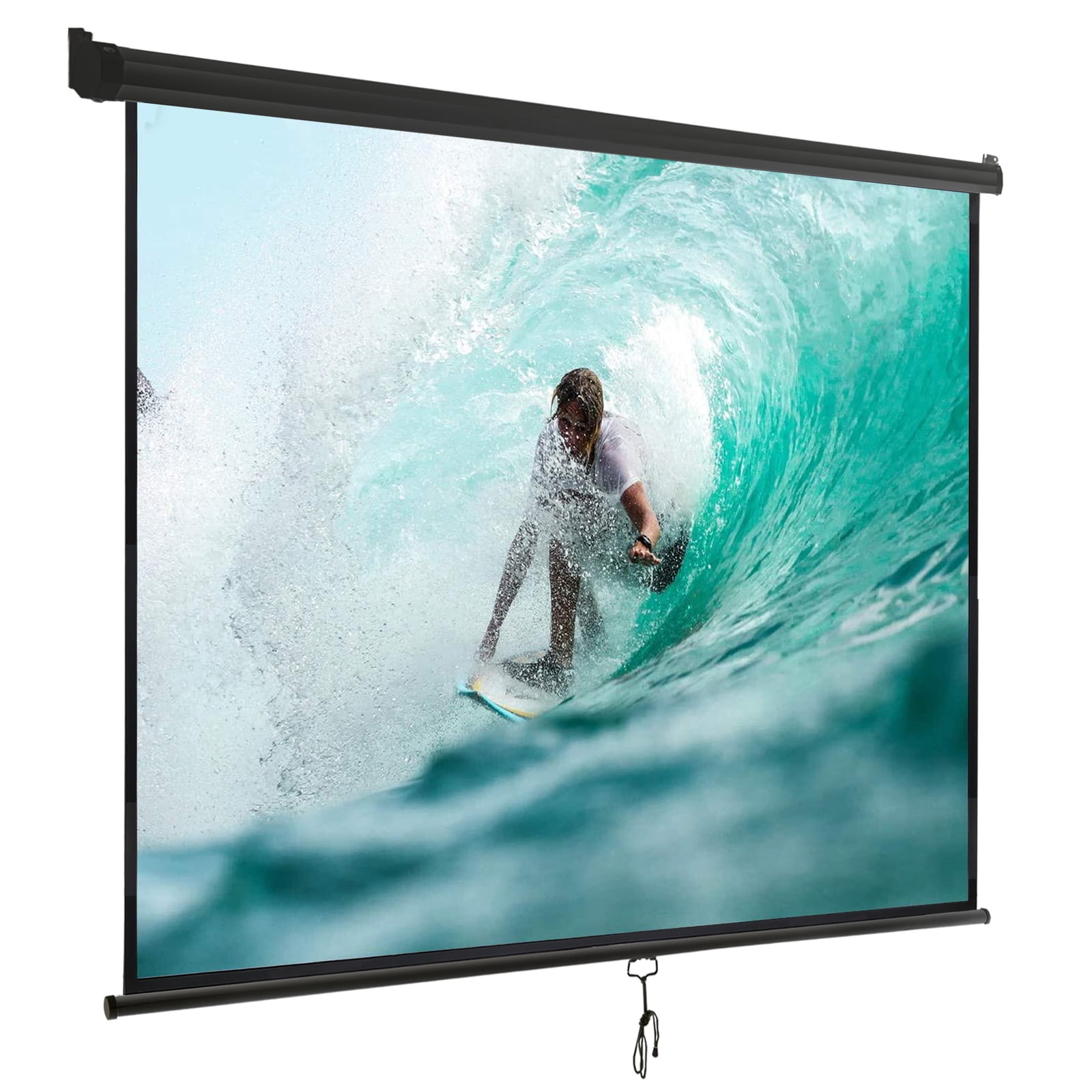 WLGD Projector Screen Manual Pull Down HD Screen 120"/100"/80"/72" Roll ...