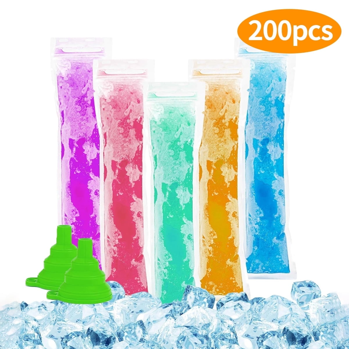 WLGJL 200 PCS 8.66*2.36"Disposable Popsicle Mold Bags with Zip Seals ...