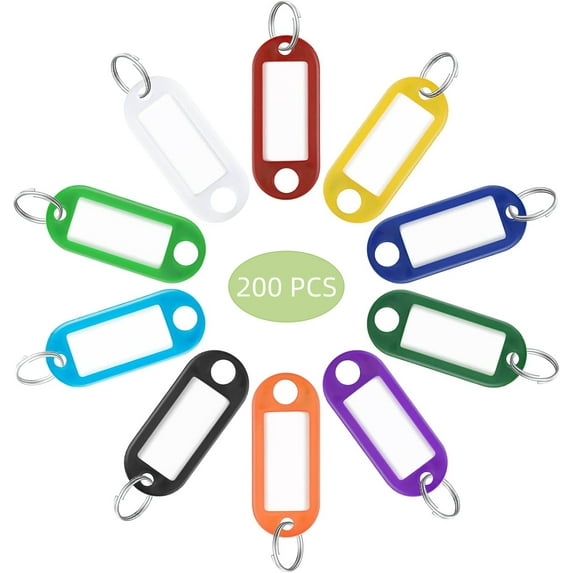 WLGJL 200 Pack Tough Plastic Key Tags with Split Ring Label Window ...