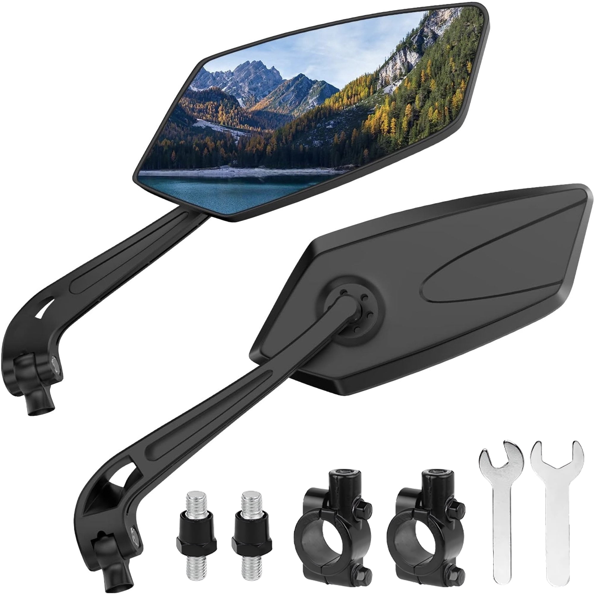 WLGJL Rotate Rearview Glass Lens Handlebars Bicycle Mirror, 2 pack ...