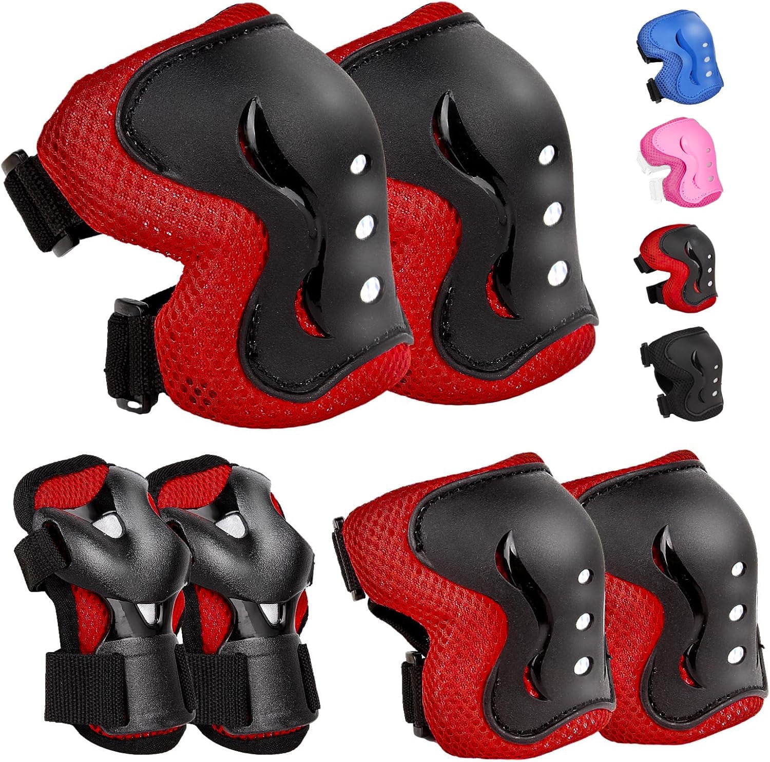 WLGJL Safety Protective Gear Set, Adjustable Knee Pads, Elbow Pads ...