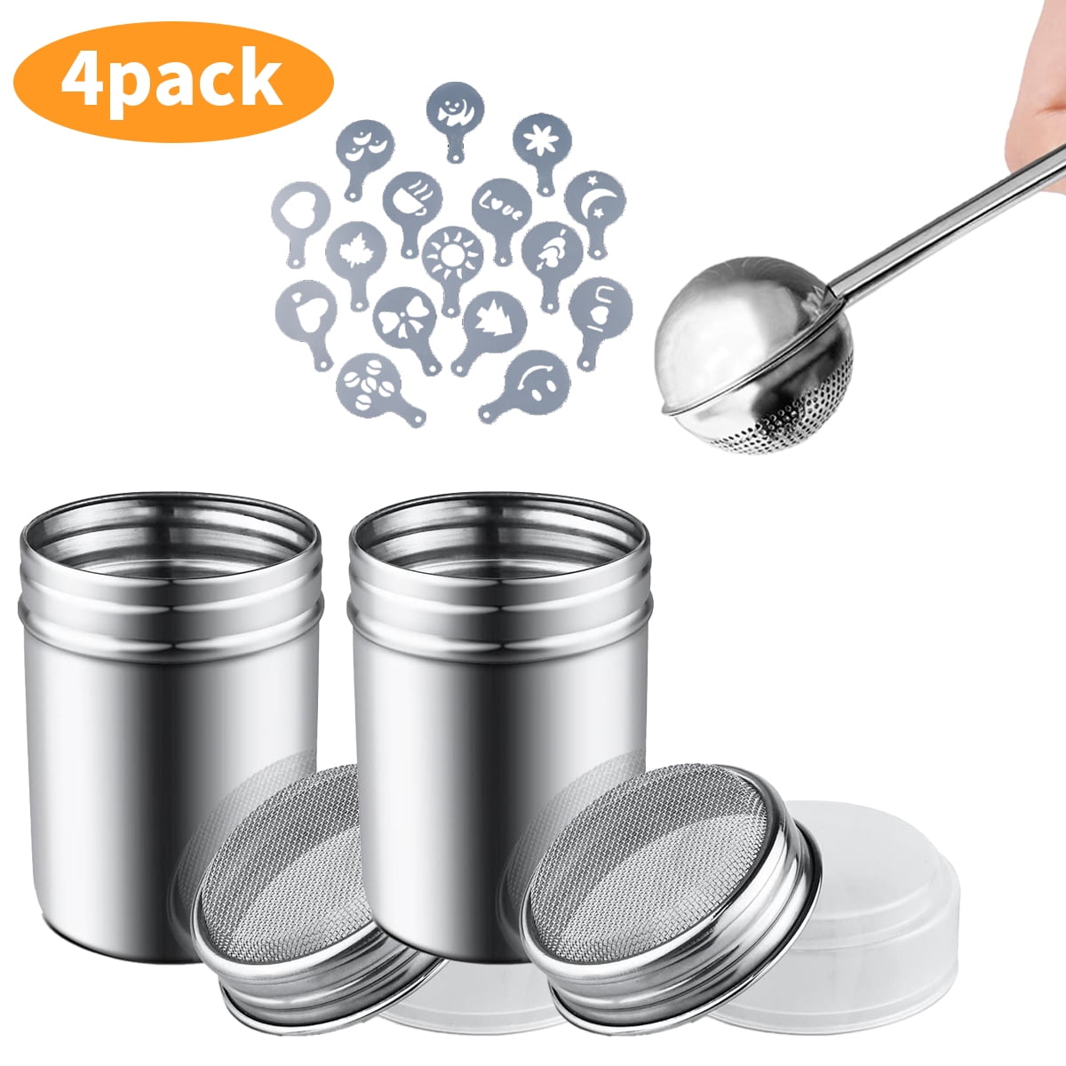 WLGJL Stainless Steel Powder Cans with Baking Soda, Cocoa, Cornstarch ...
