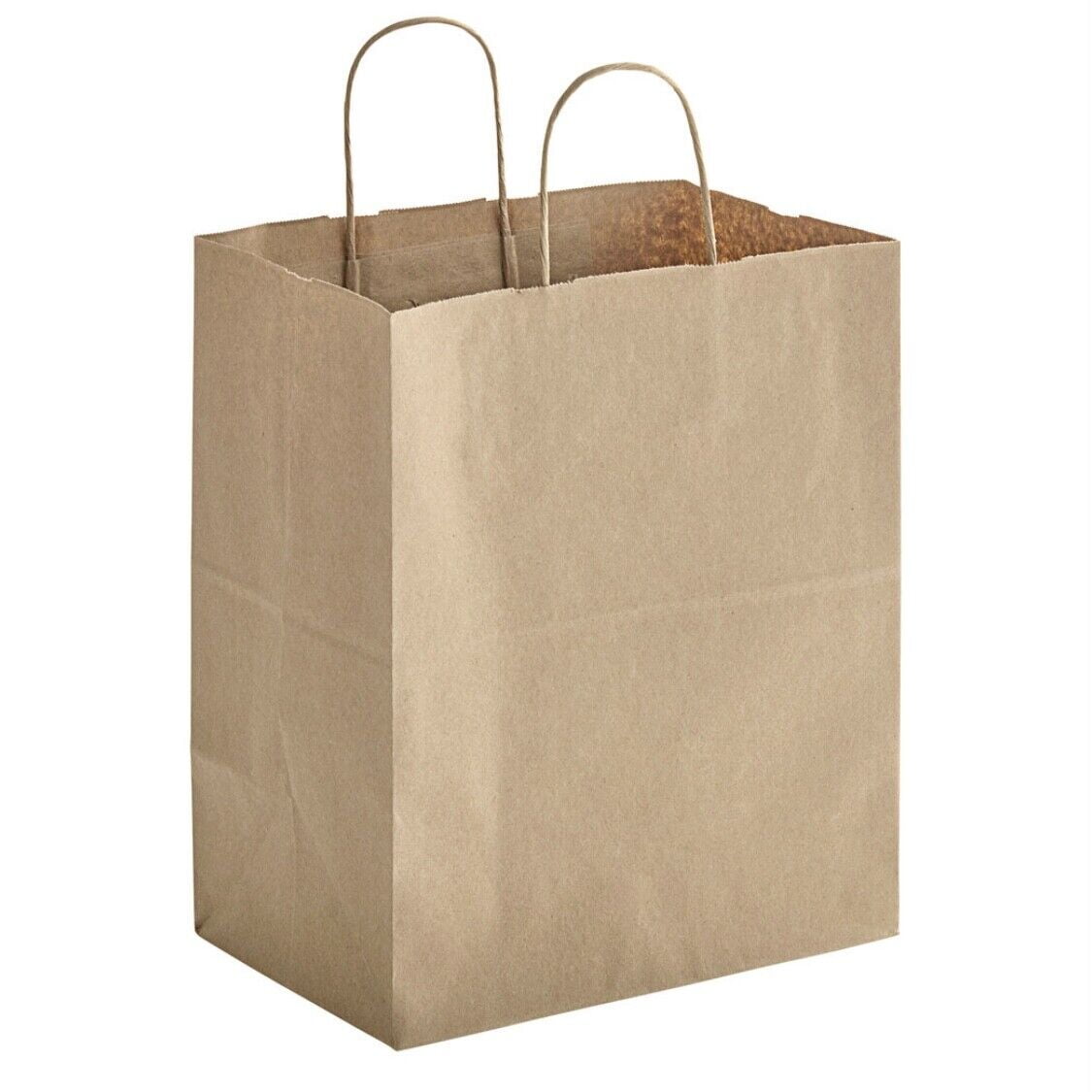 WLGSG 10x6.75x12 Kraft Brown Paper Bags with Handles Bulk, Shopping ...