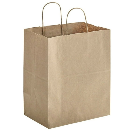 WLGSG 10x6.75x12 Kraft Brown Paper Bags with Handles Bulk, Shopping ...