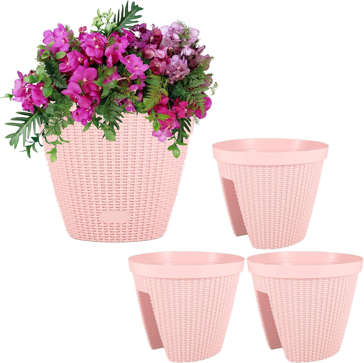 WLGSG 12'' Balcony Rattan Pattern Railing Planter Box with Drainage ...