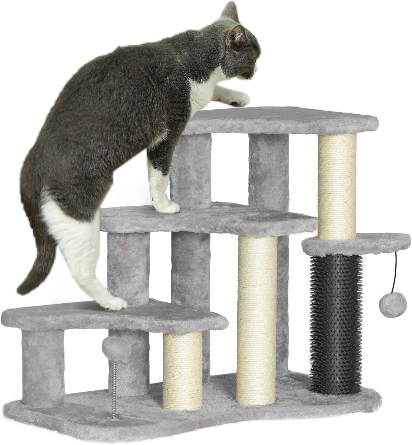 WLGSG 20" Pet Stairs for Cats, 2 in 1 Cat Tree Tower 3-Step Cat Steps ...