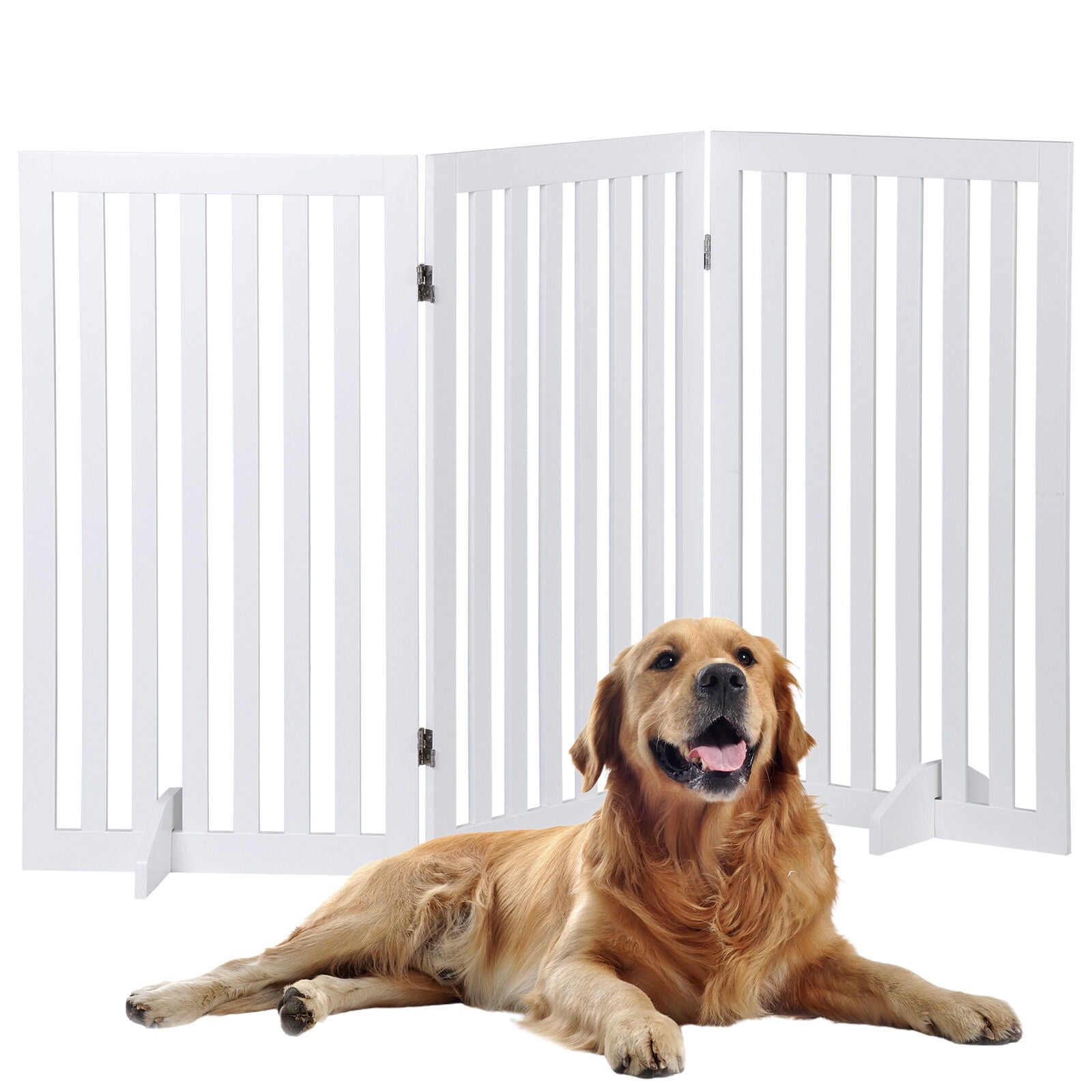 WLGSG 36" H Pet Dog Gate, Foldable Freestanding Dog Door 3 Panel ...