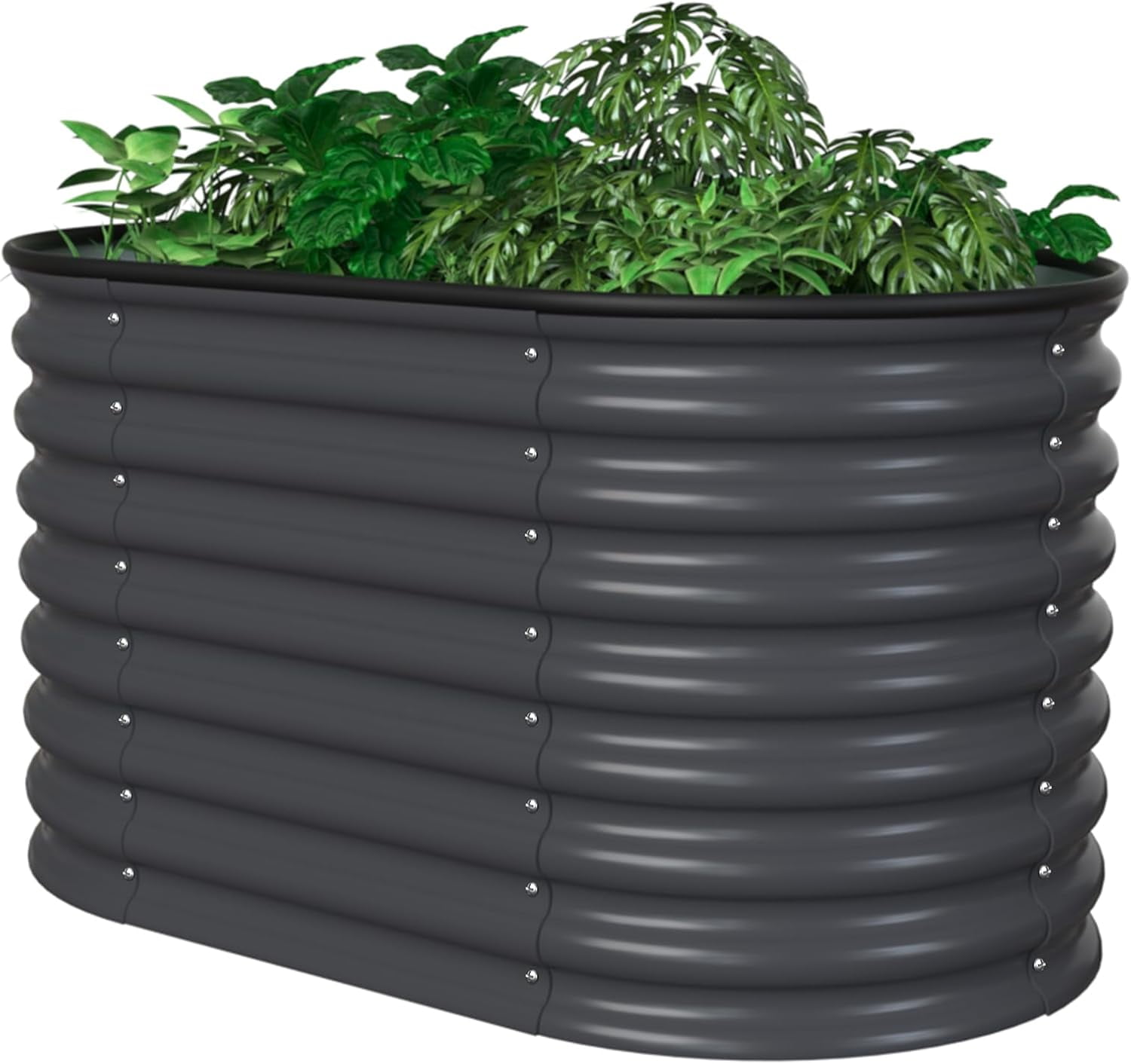 WLGSG 4x2x2ft Outdoor Metal Raised Garden Bed, 2-in-1 Outdoor Oval Deep ...