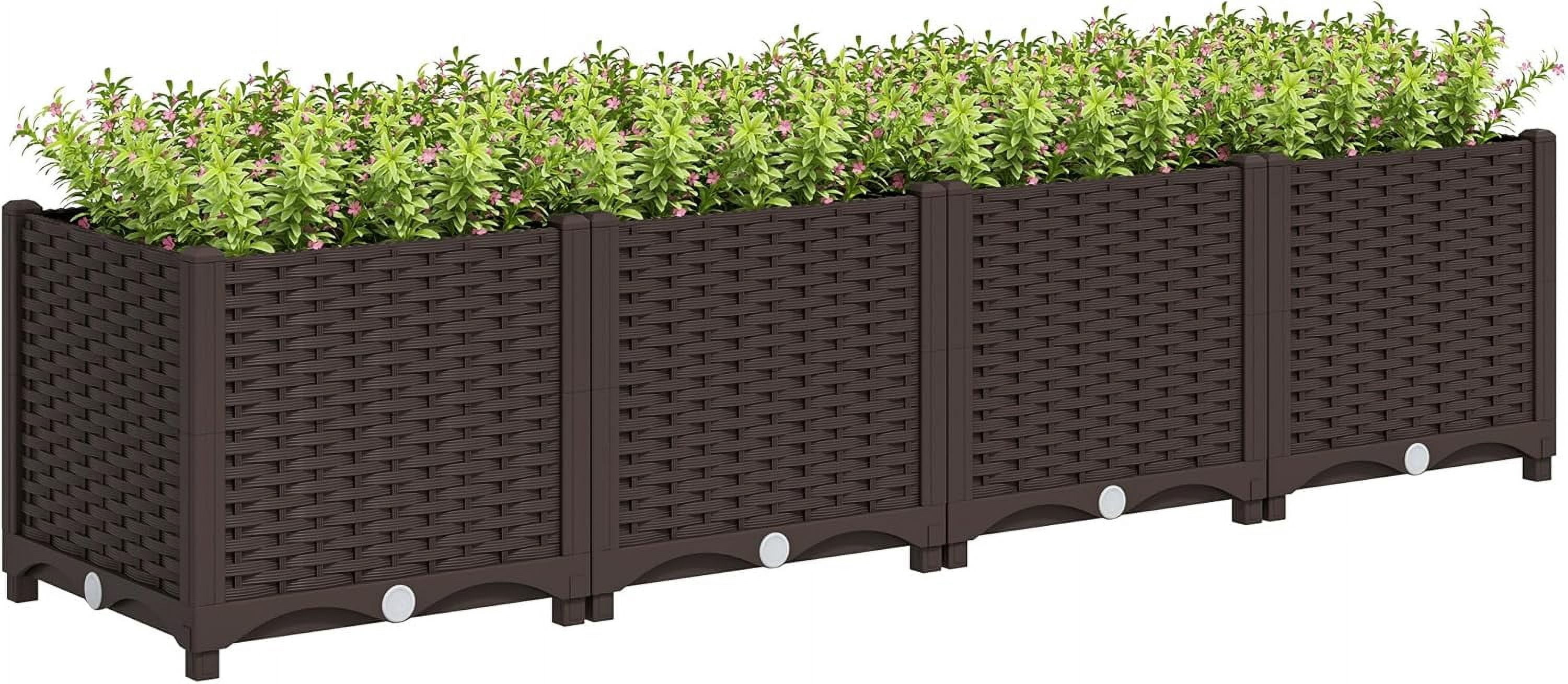 WLGSG 5 x 1 x 1 ft Raised Garden Bed, Indoor Outdoor Plastic Planter ...