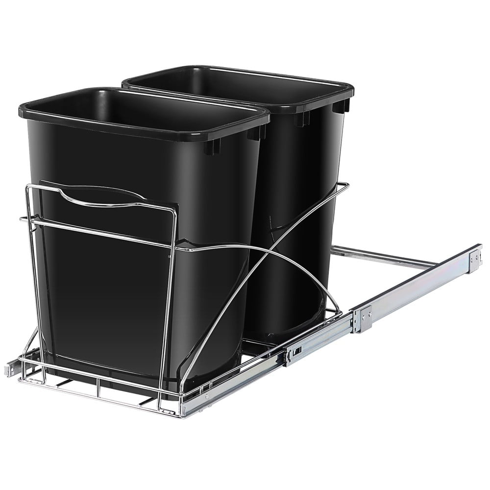 WLGSG Double Pull-Out Trash Can, Sliding Kitchen Waste Container for ...