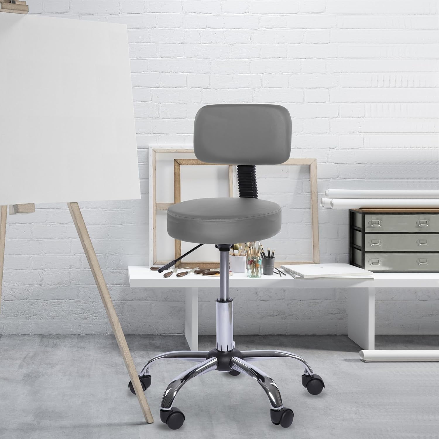 WLGSG Drafting Adjustable Stool with Back Salon Adjustable Height Stool ...