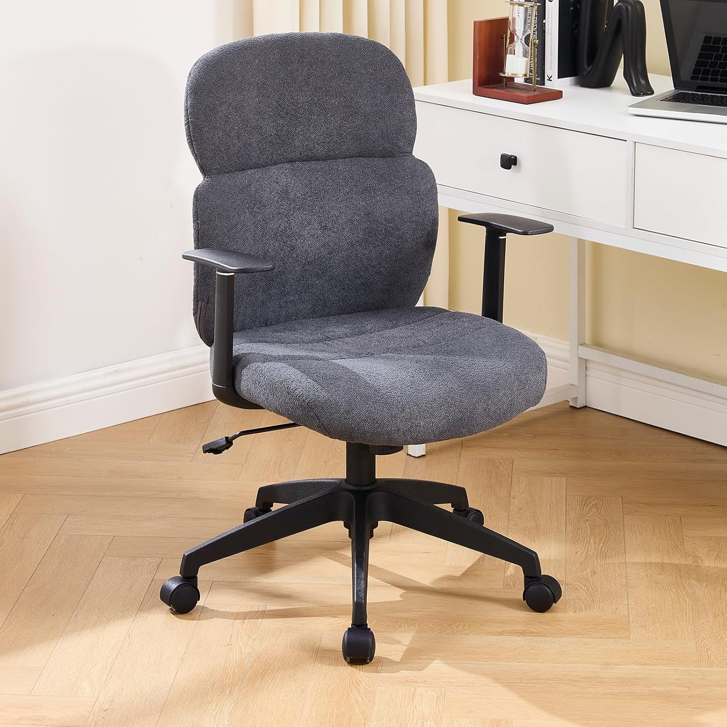 WLGSG Fabric Home Office Chair Swivel Adjustable Vanity Chair Ergonomic ...