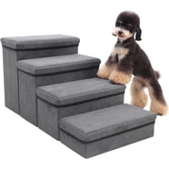 "YUWENUS Collapsible 3-Step Dog Stair with Storage, 17"" Folding Ramp ...