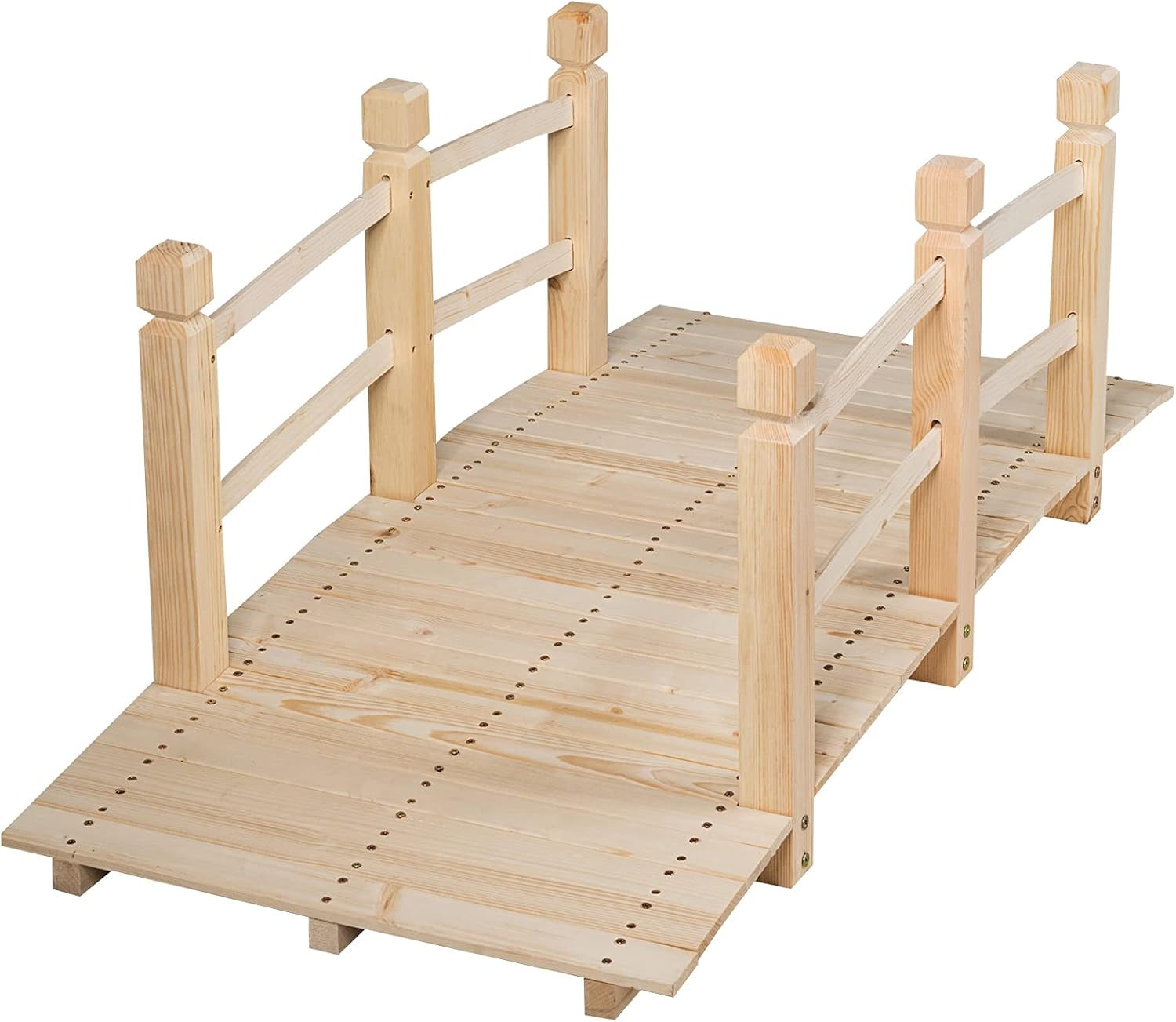 WLGSG Garden Bridge, 5FT Wooden Arc Footbridge for Outdoors with Safety ...