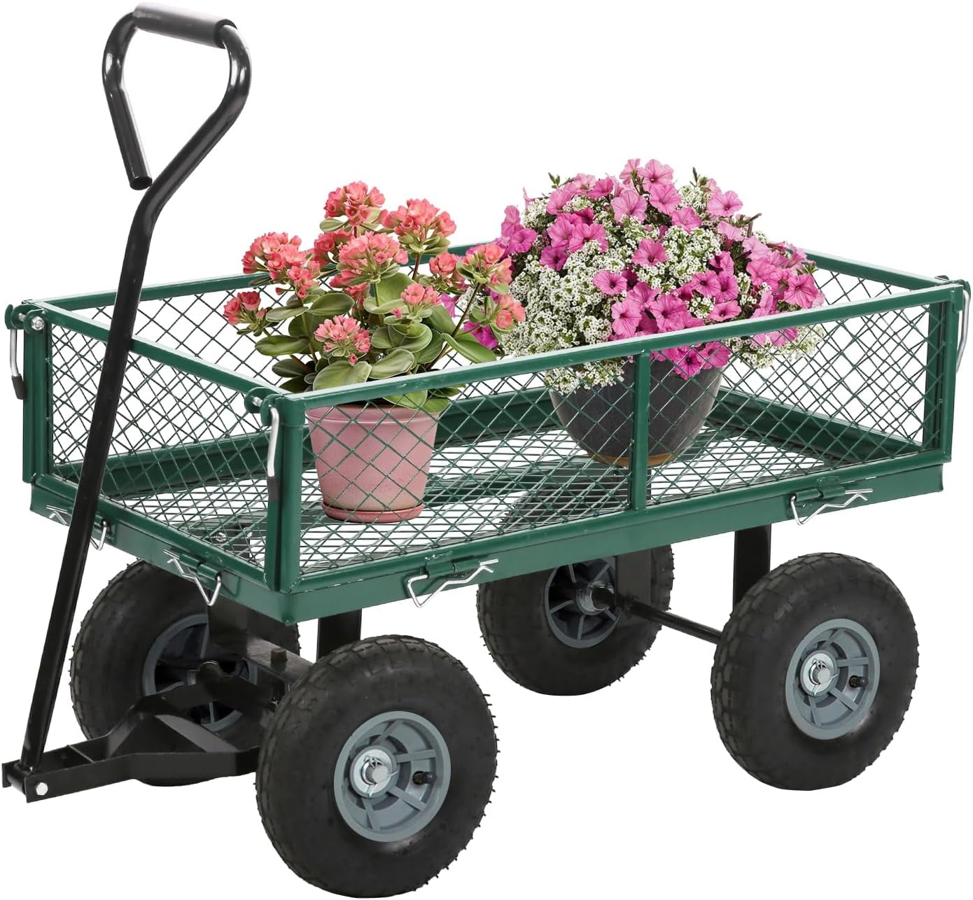 WLGSG Garden Cart Wagon - 400 lbs Capacity Heavy-Duty Steel Mesh ...