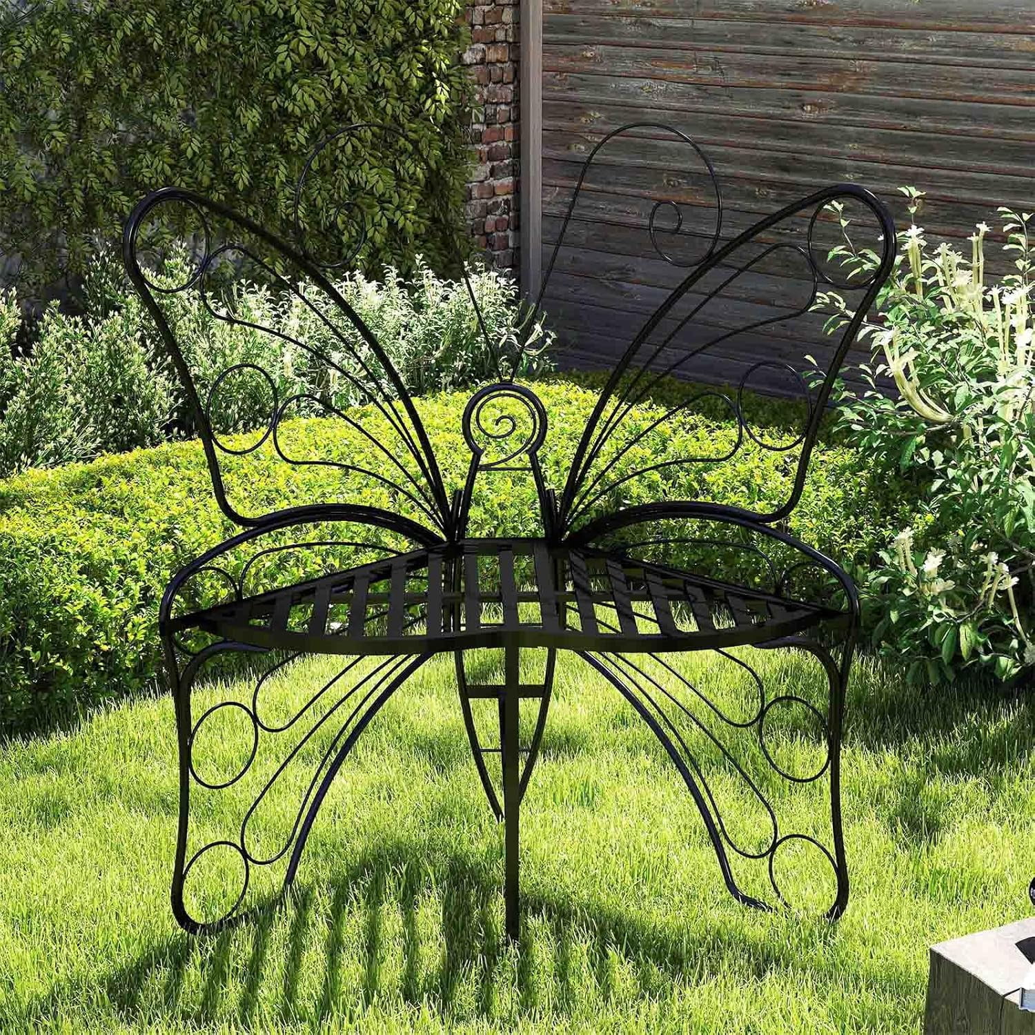 WLGSG Modern Butterfly Outdoor Bench, Garden Benches for Outdoors,Front ...