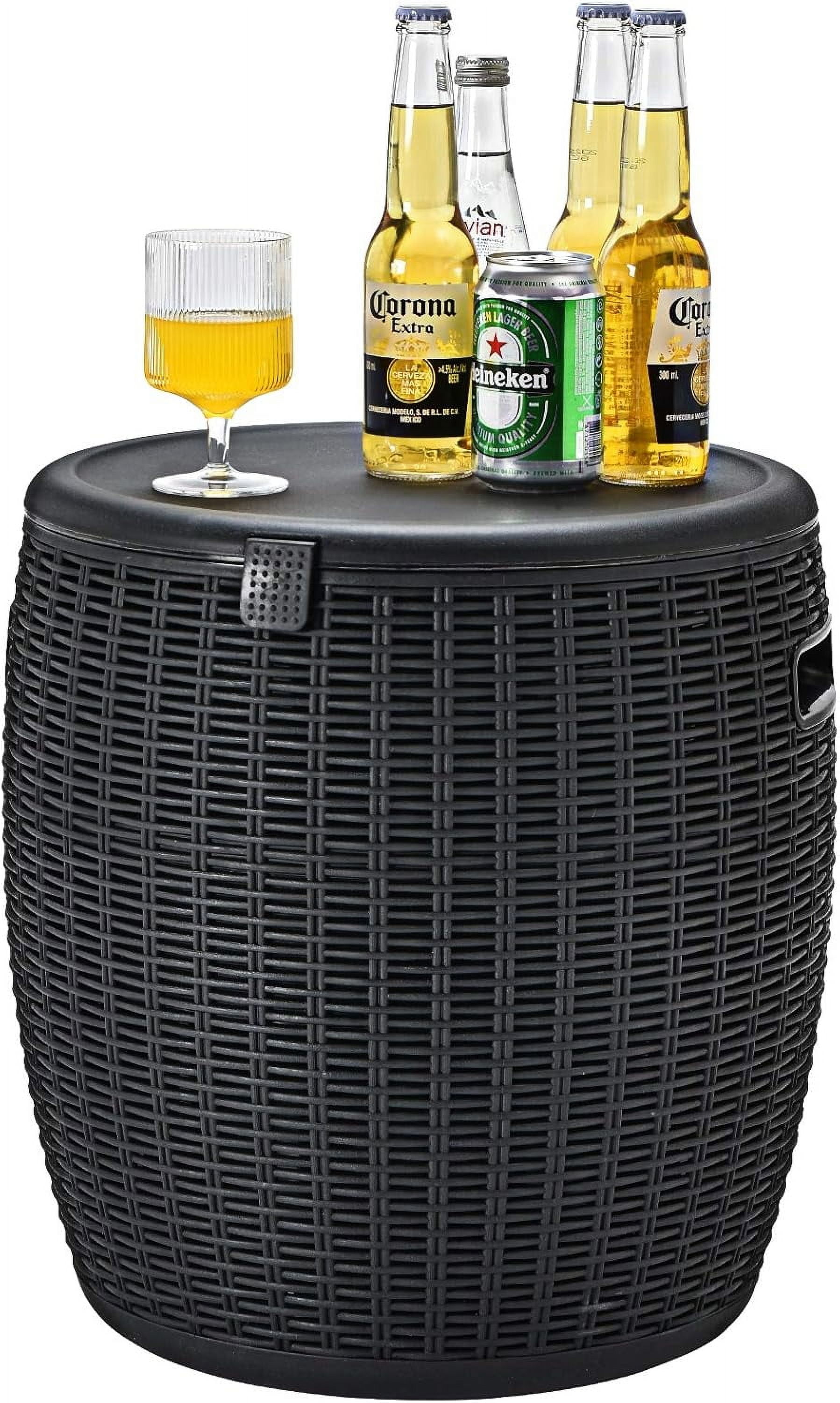 WLGSG Outdoor Cooler Table, 9.5 Gallon Ice Cool Table w/Top Lid, Side ...