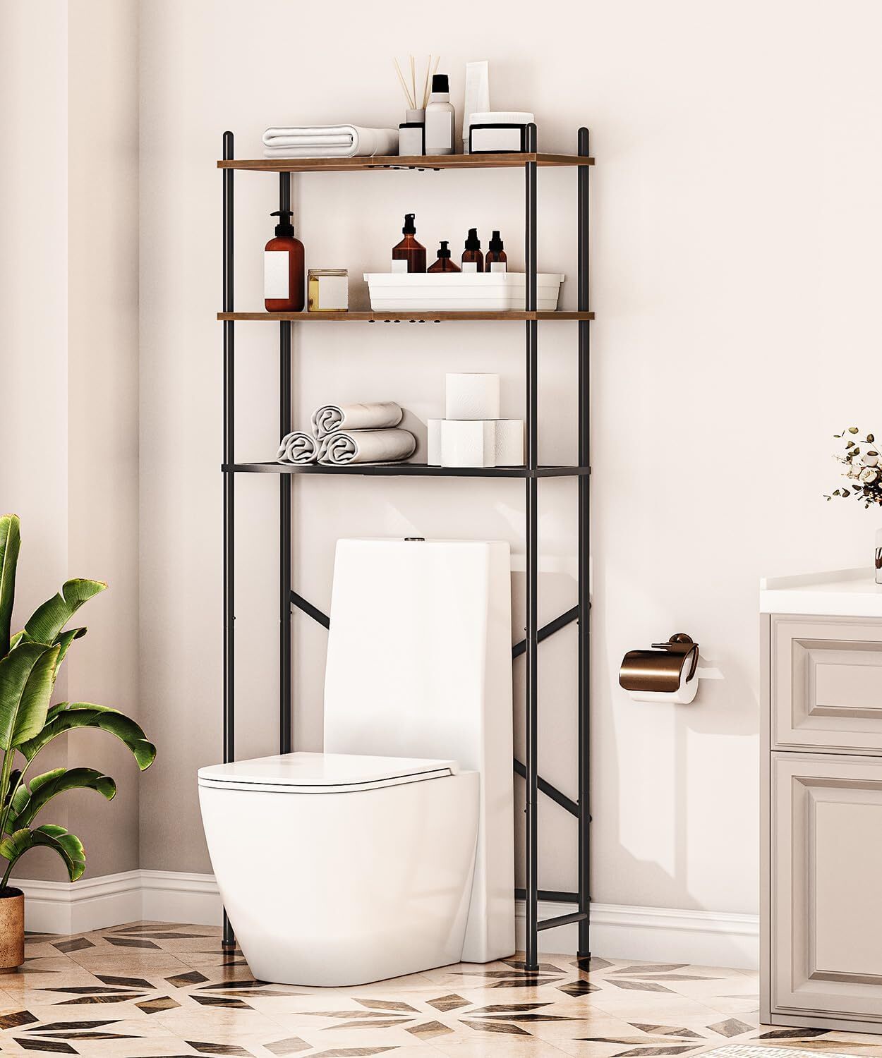 WLGSG Over The Toilet Storage, 3-Tier Over Toilet Bathroom Organizer ...