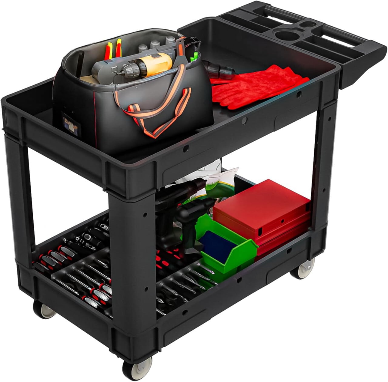 WLGSG Utility Cart on Wheels, Plastic Tool Cart 550 lbs Capacity ...