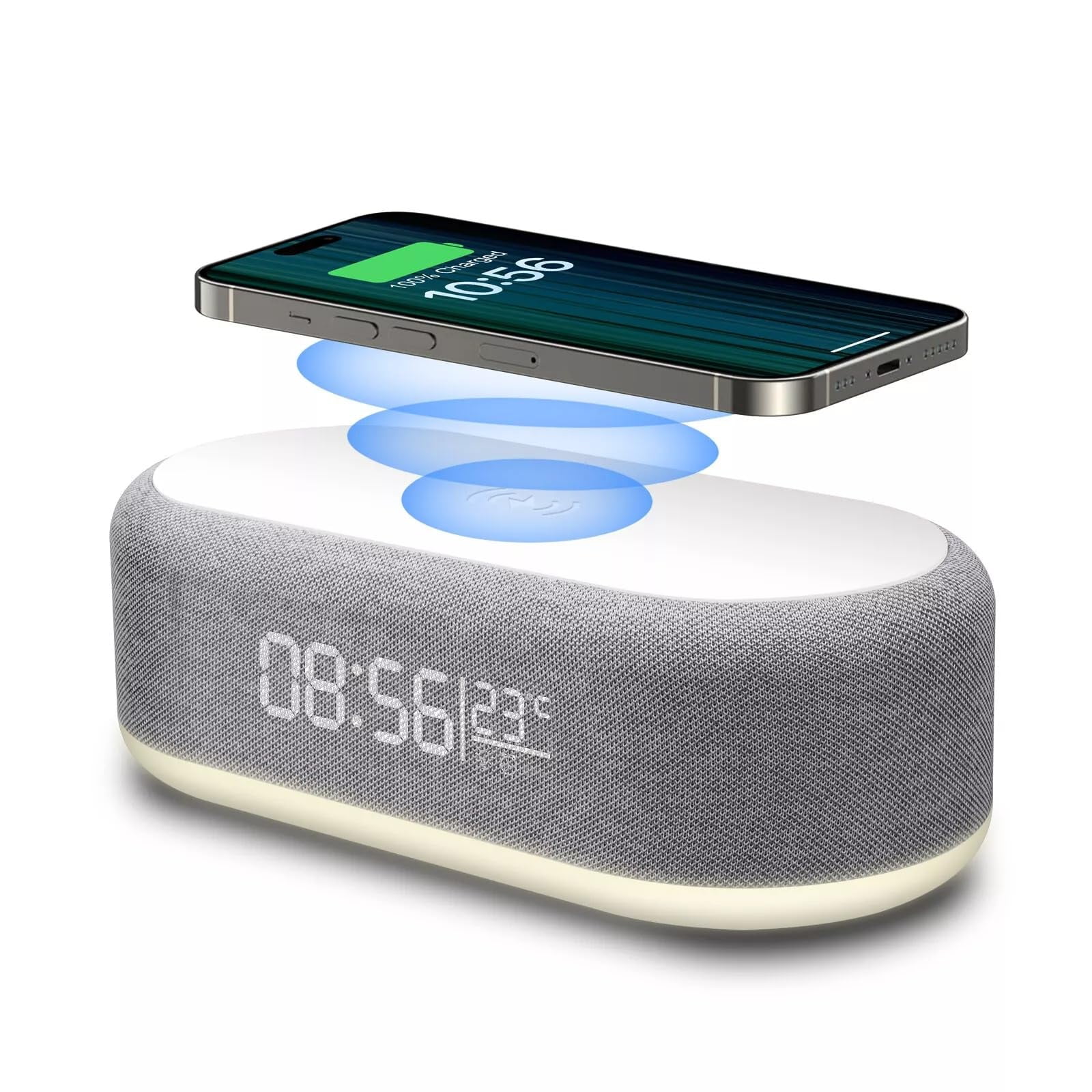 WLH 6-in-1 Digital Alarm Clock with 15W Fast Wireless Charging ...