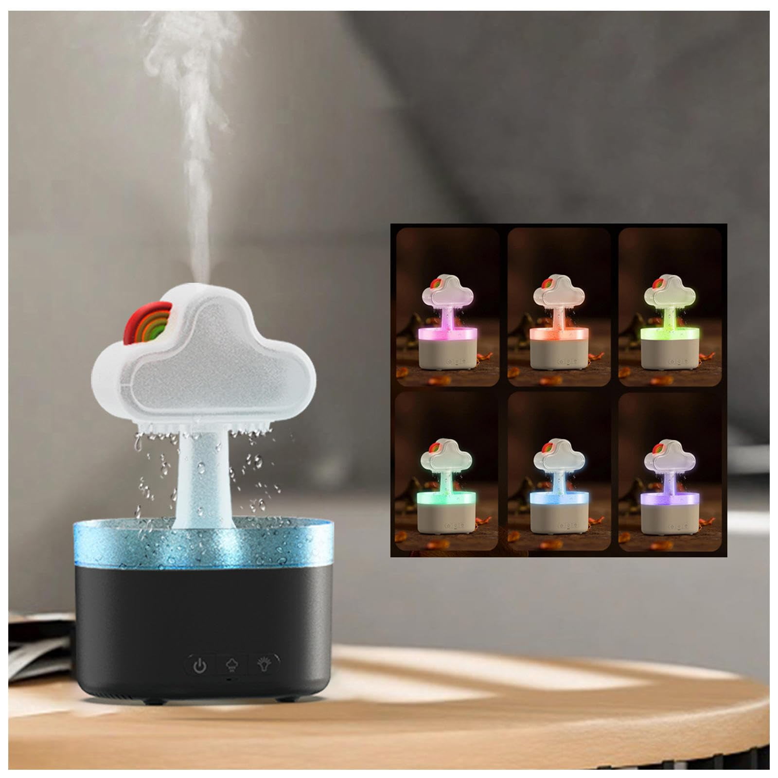 WLH Cloud Humidifier, with 7 Color Lights Aroma Diffuser Rain Cloud ...