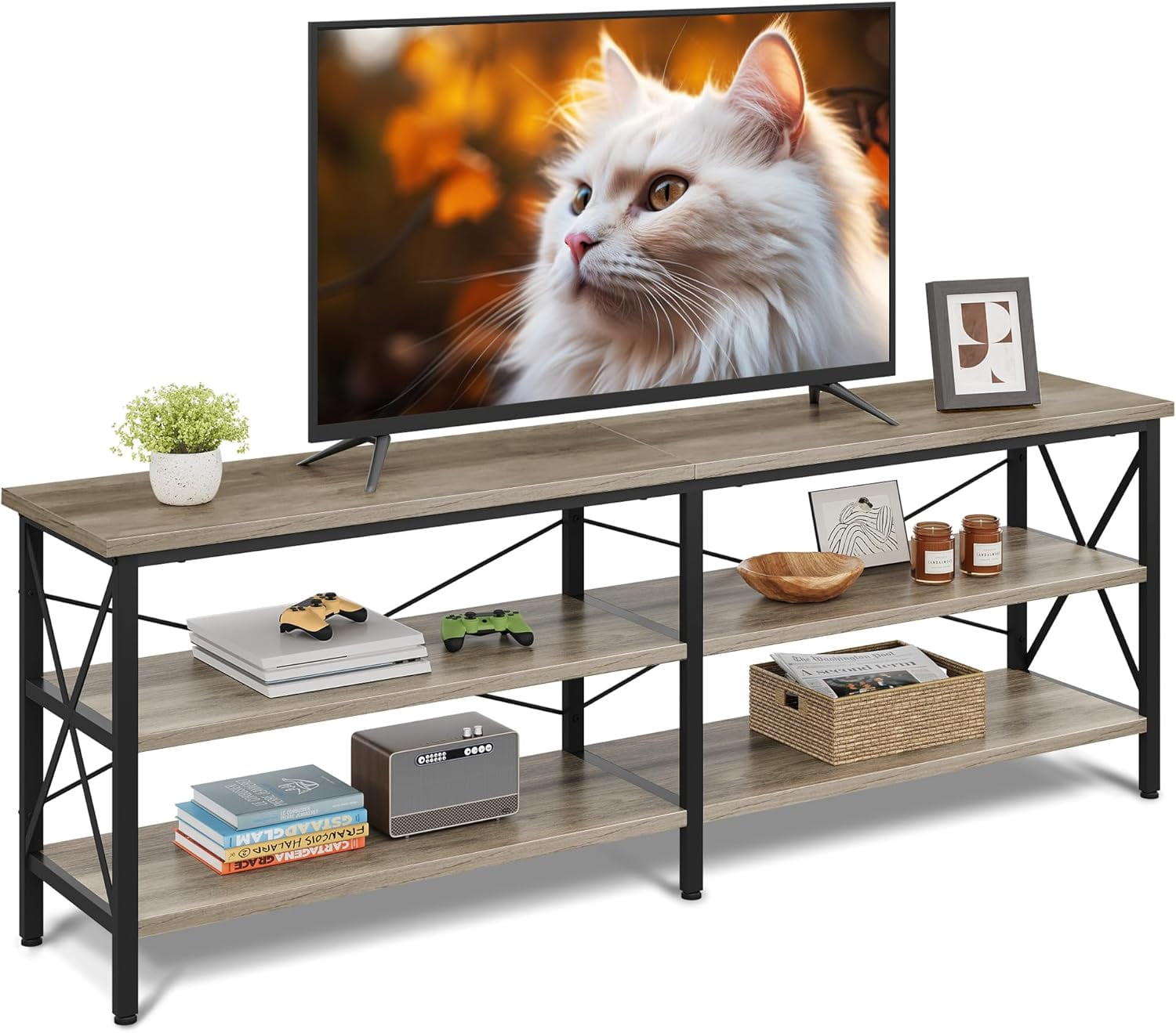 WLIVE TV Stand up to 70 Inch TV, 63" Entertainment Center, TV Media ...