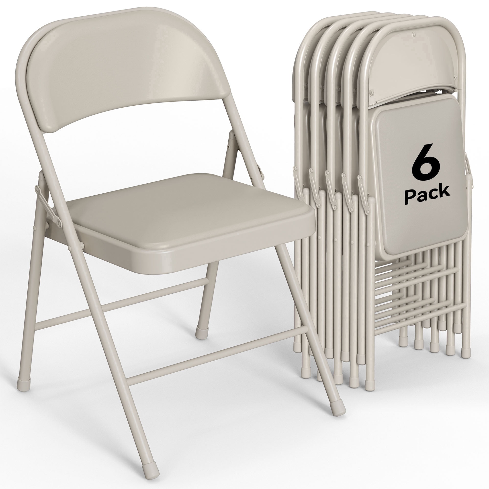 WLLJOY 6 Pack Folding Chairs with Comfortable Cushion, Leather Padded ...