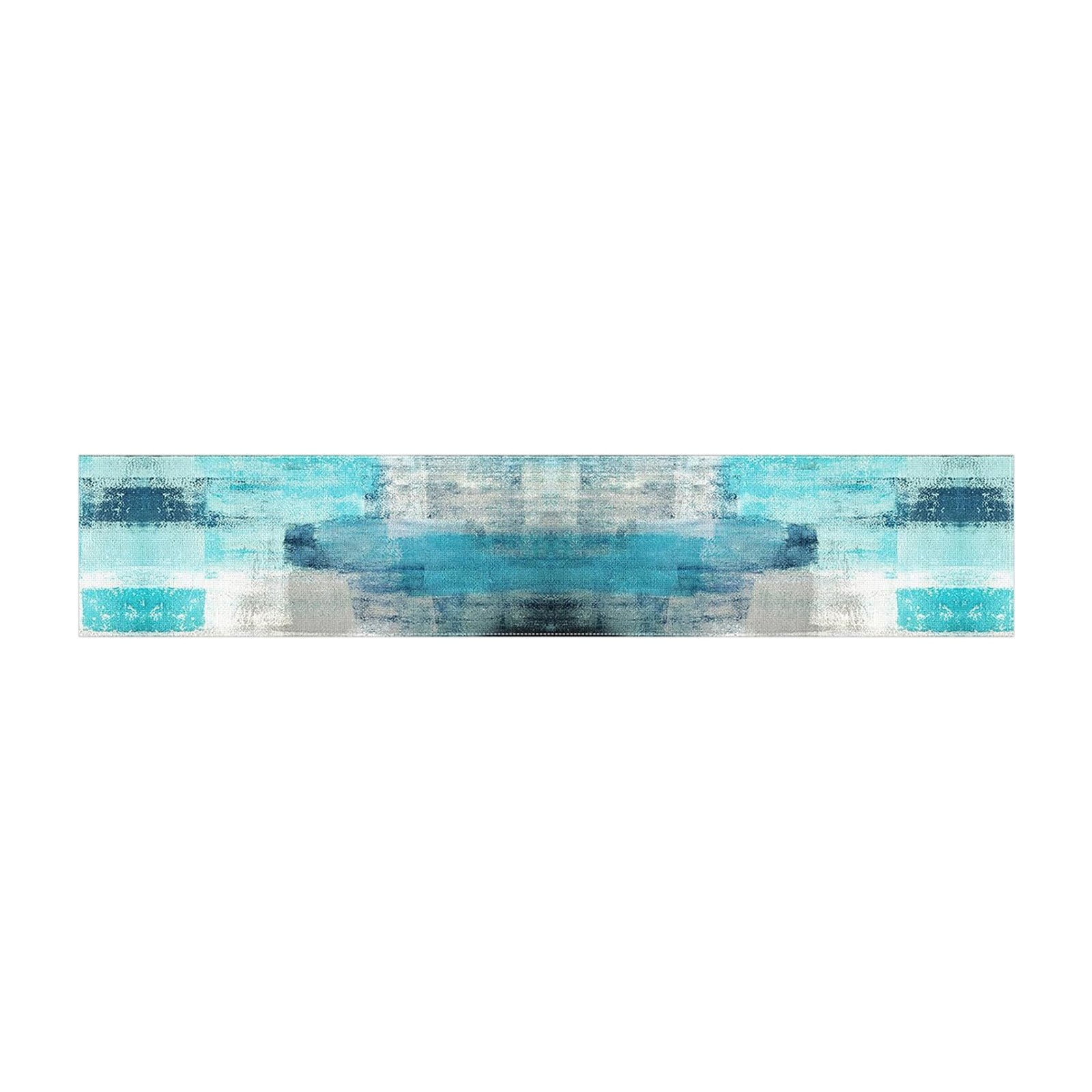 WLOELOEW Blue Abstract Oil Painting Linen Table Flag For Dining Table ...