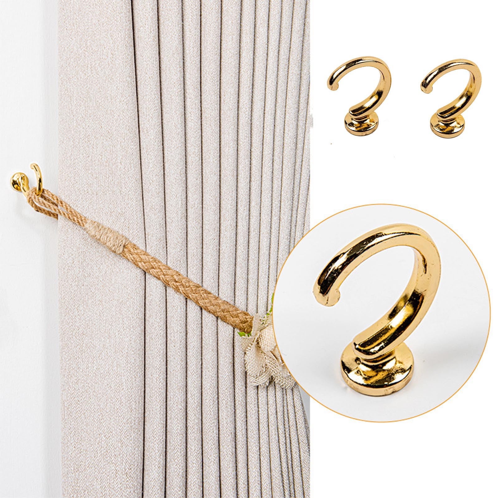 WLOELOEW Curtain Tie Backs 2 PCS Alloy Curtain Holdbacks Back Hooks ...