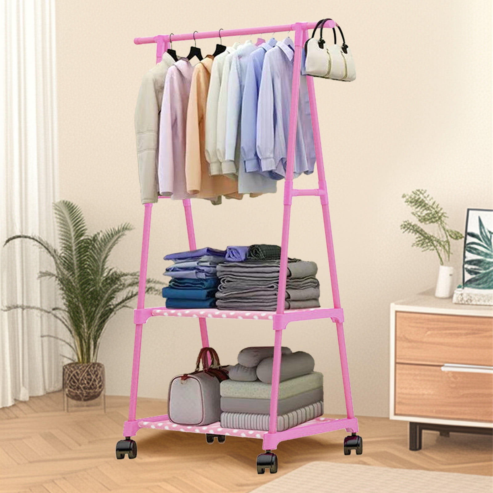 WLOELOEW Floor-standing Coat Rack With Shelves Multi-Functional Storage ...