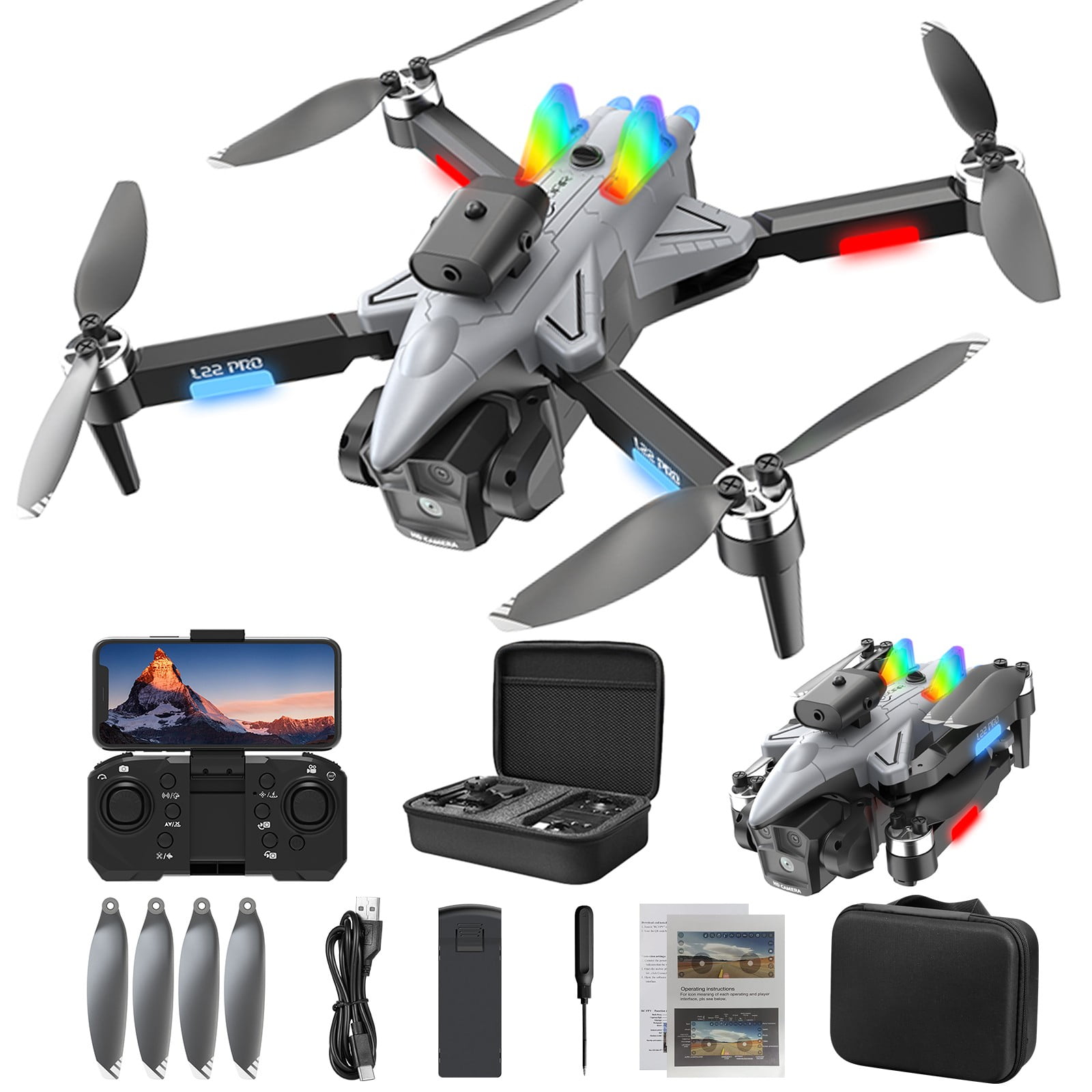 WLOELOEW Grey Fpv Drone With Spray Function Esc Camera Brushless Motor ...