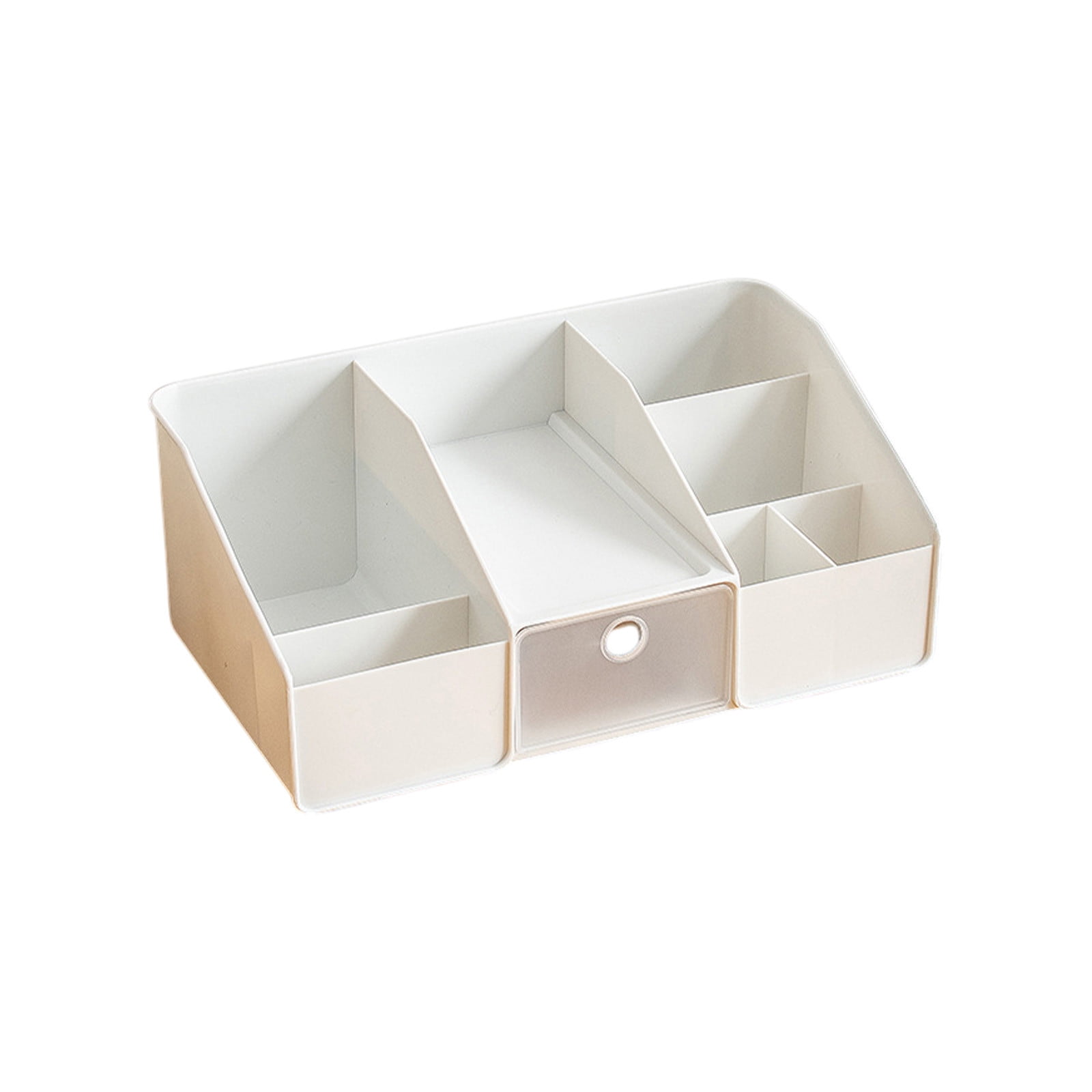 WLOELOEW K-232 White Simple Finishing Dresser Makeup Storage Box Easy Access Tabletop Organizer ...