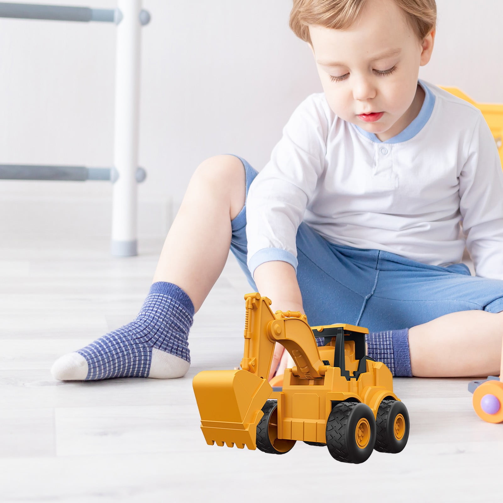 WLOELOEW Orange Push Powered Engineering Vehicle Toy For Kids With ...