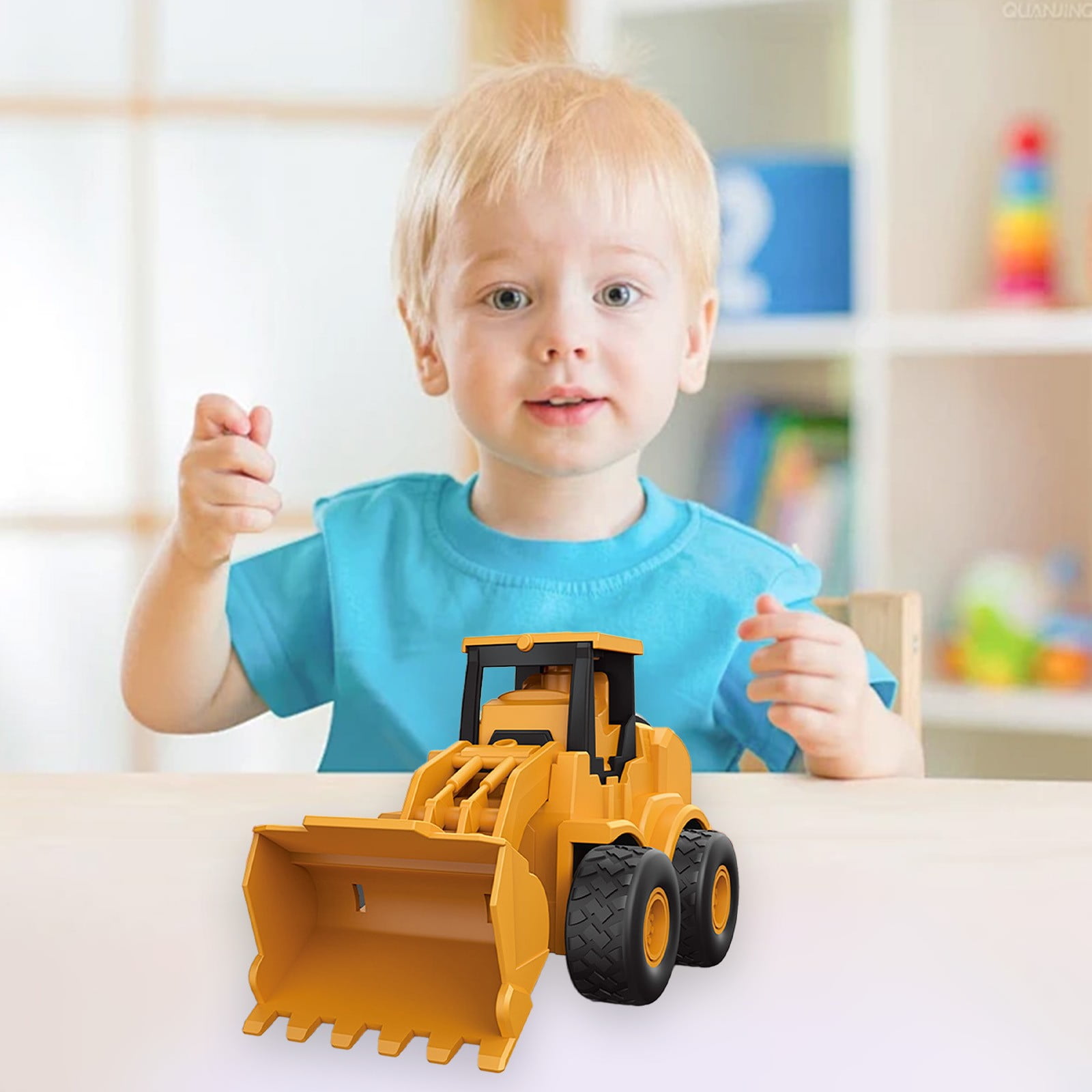 WLOELOEW Orange Push Powered Engineering Vehicle Toy For Kids With ...