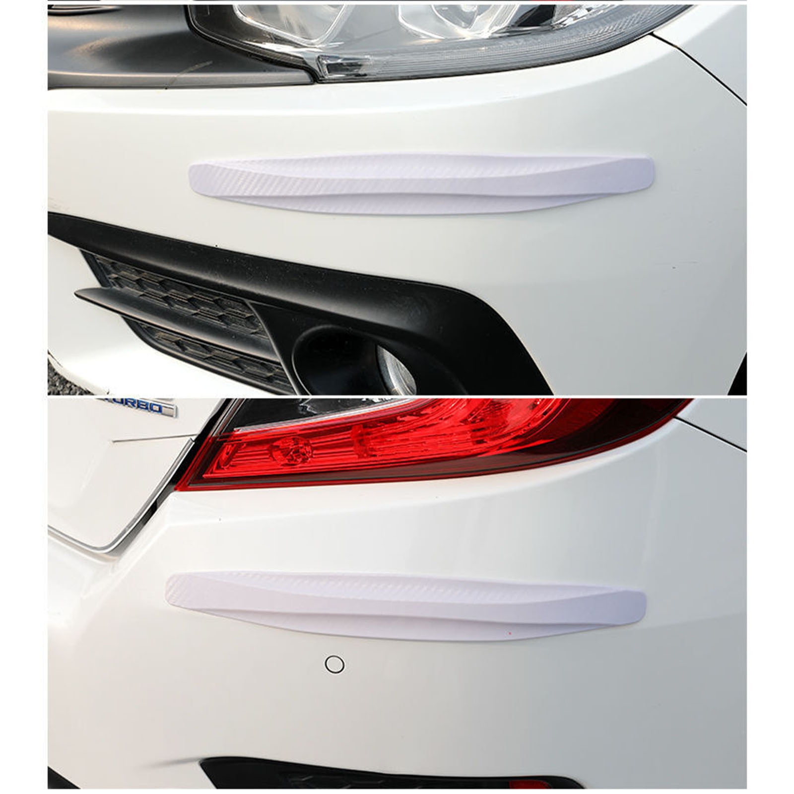 WLOELOEW White Front And Rear Collision Strip Carbon Fiber Stripe ...
