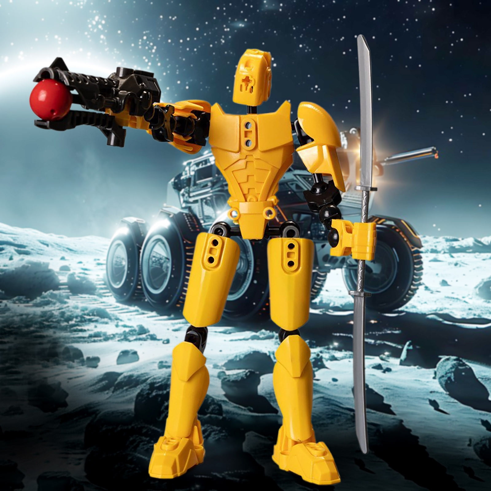 WLOELOEW Yellow New Robot 13 Joint Movable Printed Toy New Wing Puppet ...