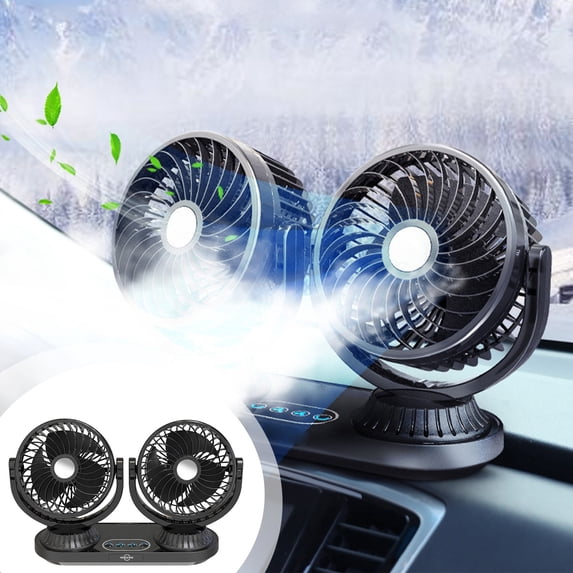 WLOELOEW black Automatic Shaking Head Car Mounted Fan 12V Large Truck ...