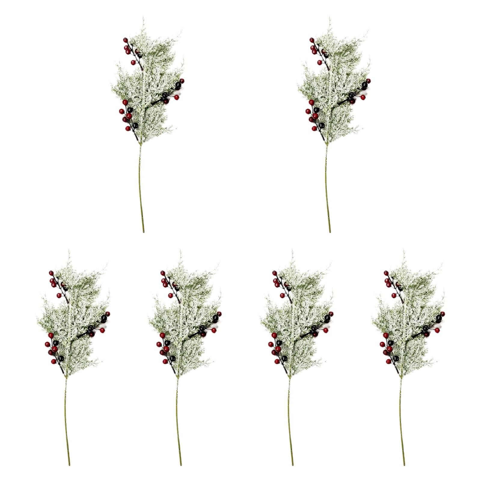 WLPZXP 6 Pieces Frosted Faux Cedar Sprays Christmas Decoration Home ...