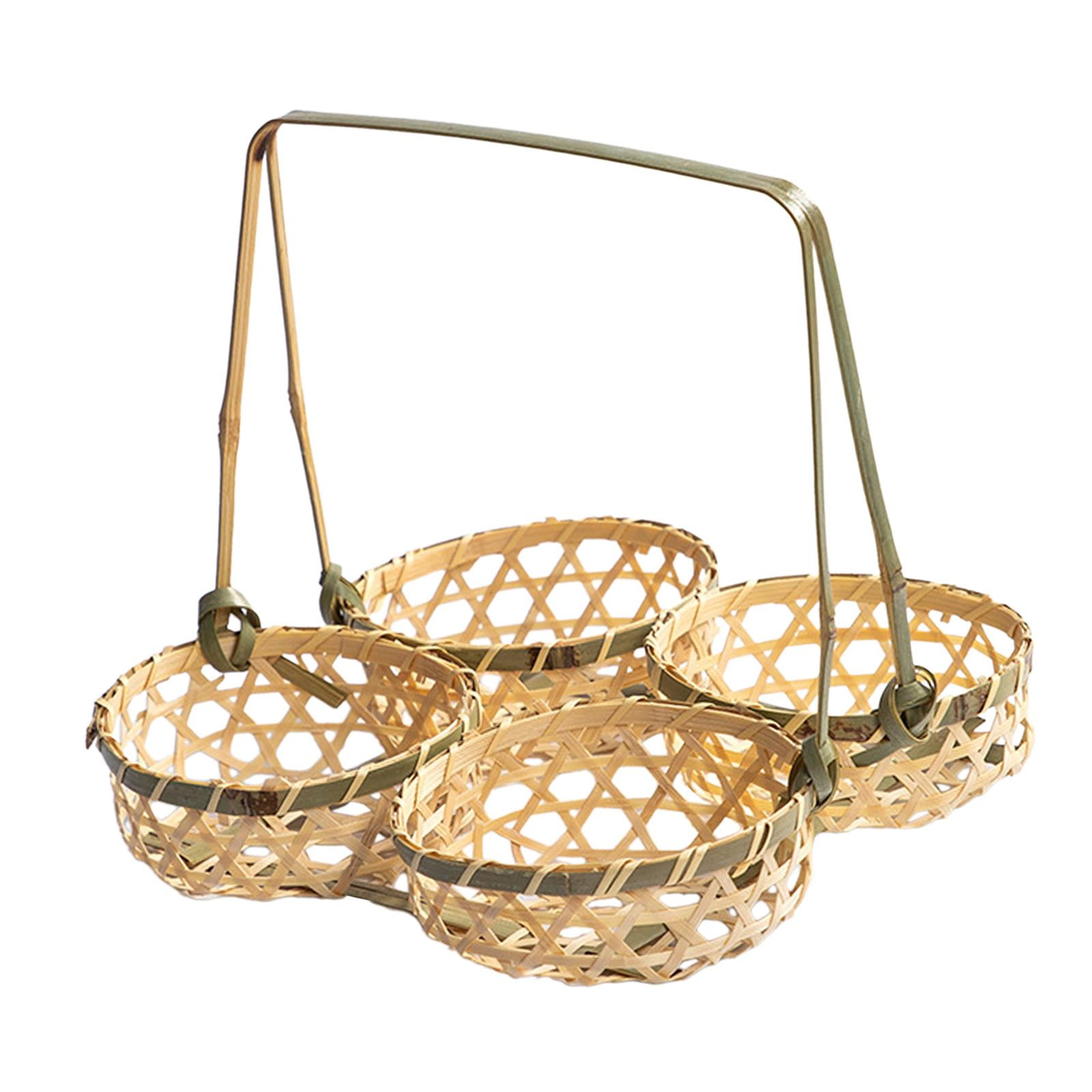 WLPZXP Bamboo Food Serving Basket Fruit Plate Bamboo Snack Stand Picnic ...