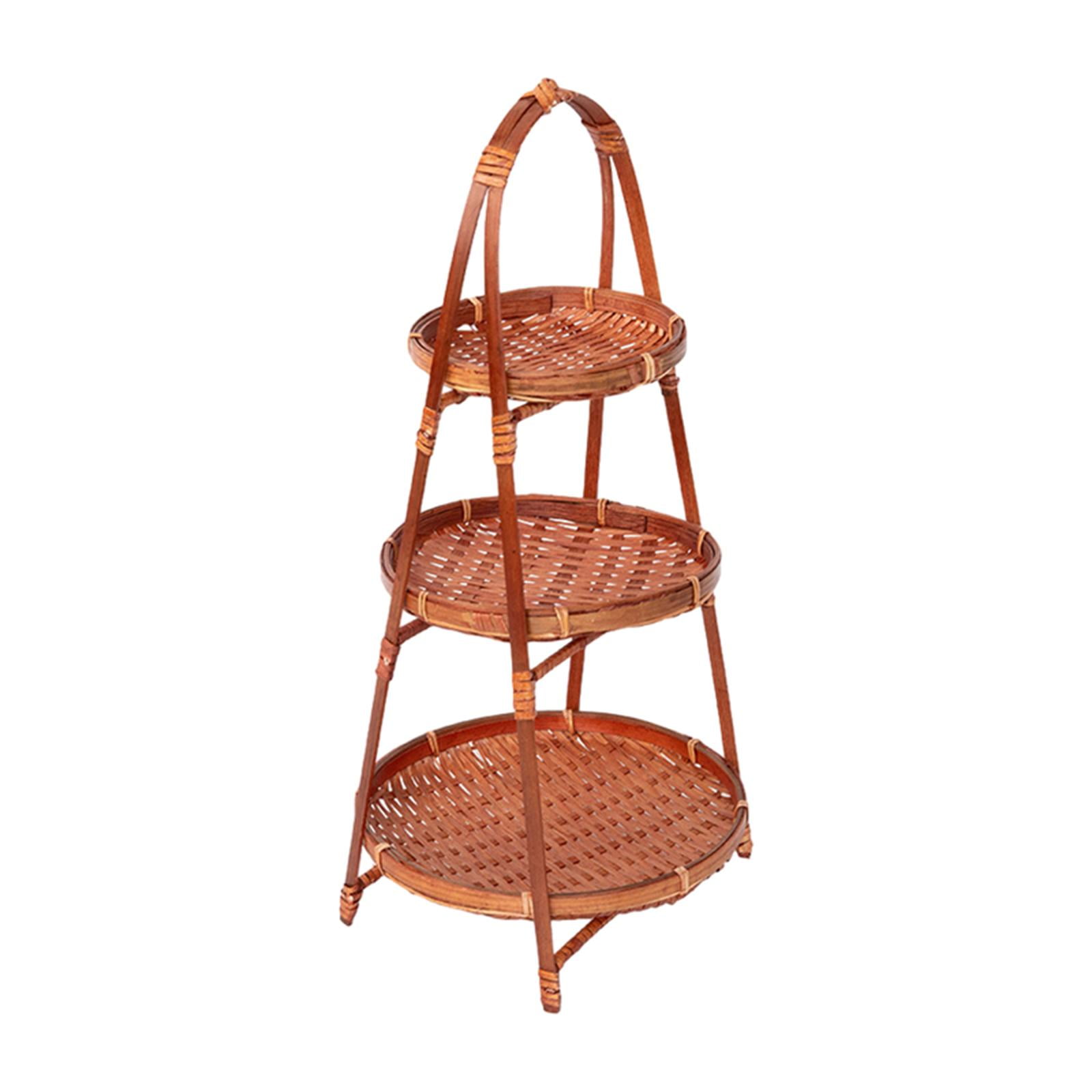 WLPZXP Bamboo Woven Fruit Basket Standing Tray Holder for Kitchen Table ...