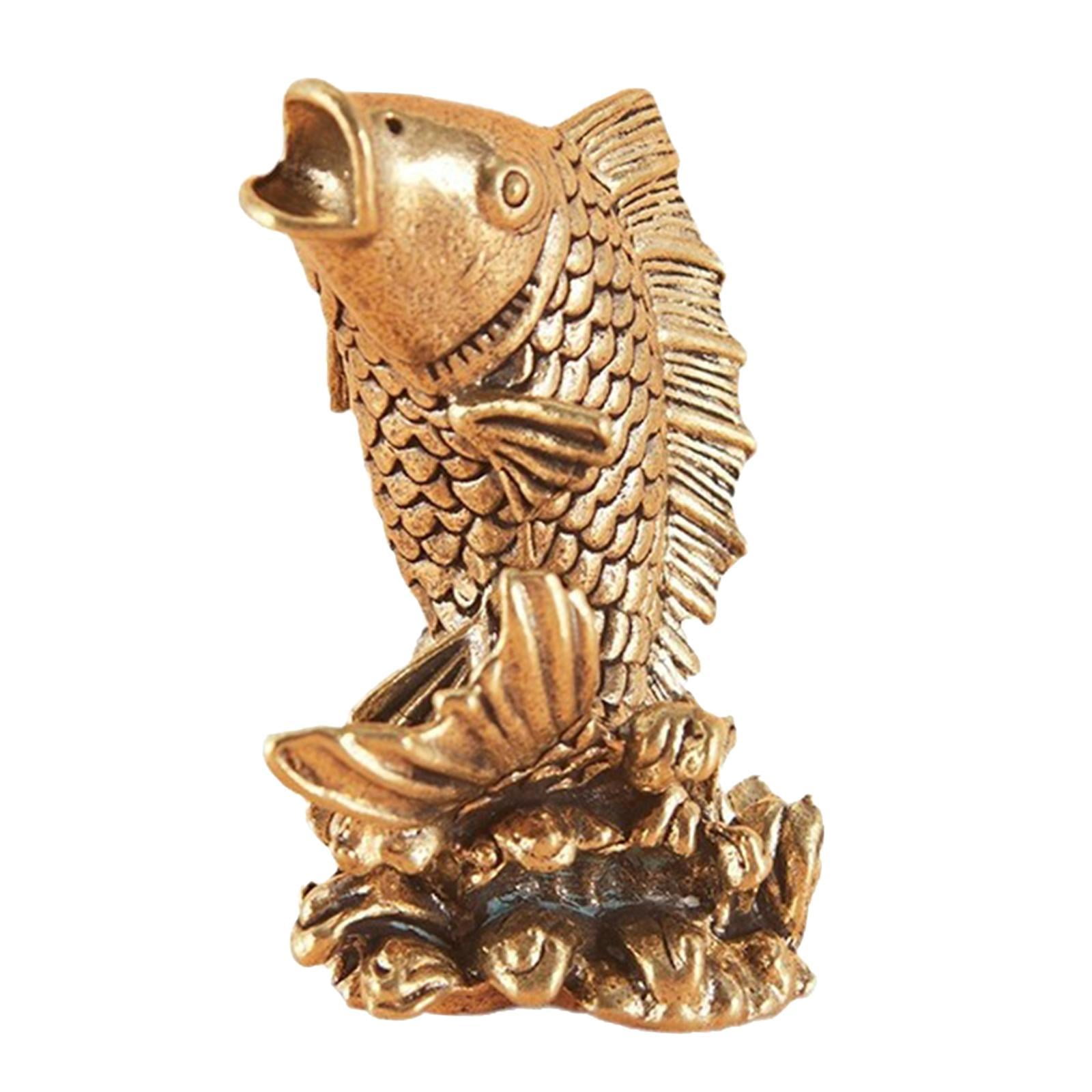 WLPZXP Brass Fish Figurine Copper Goldfish Statue Animal Miniature ...
