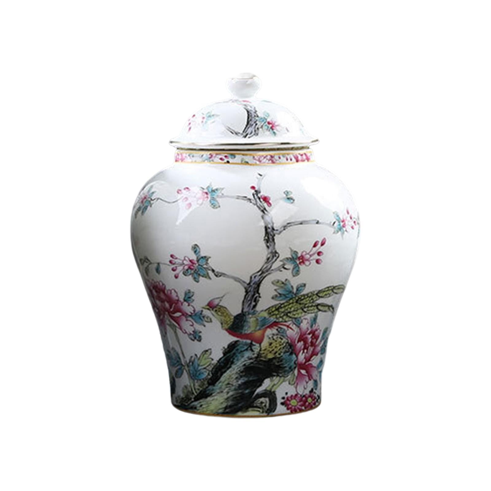 WLPZXP Ceramic Ginger Jar Chinese Porcelain Temple Jar Tea Container ...