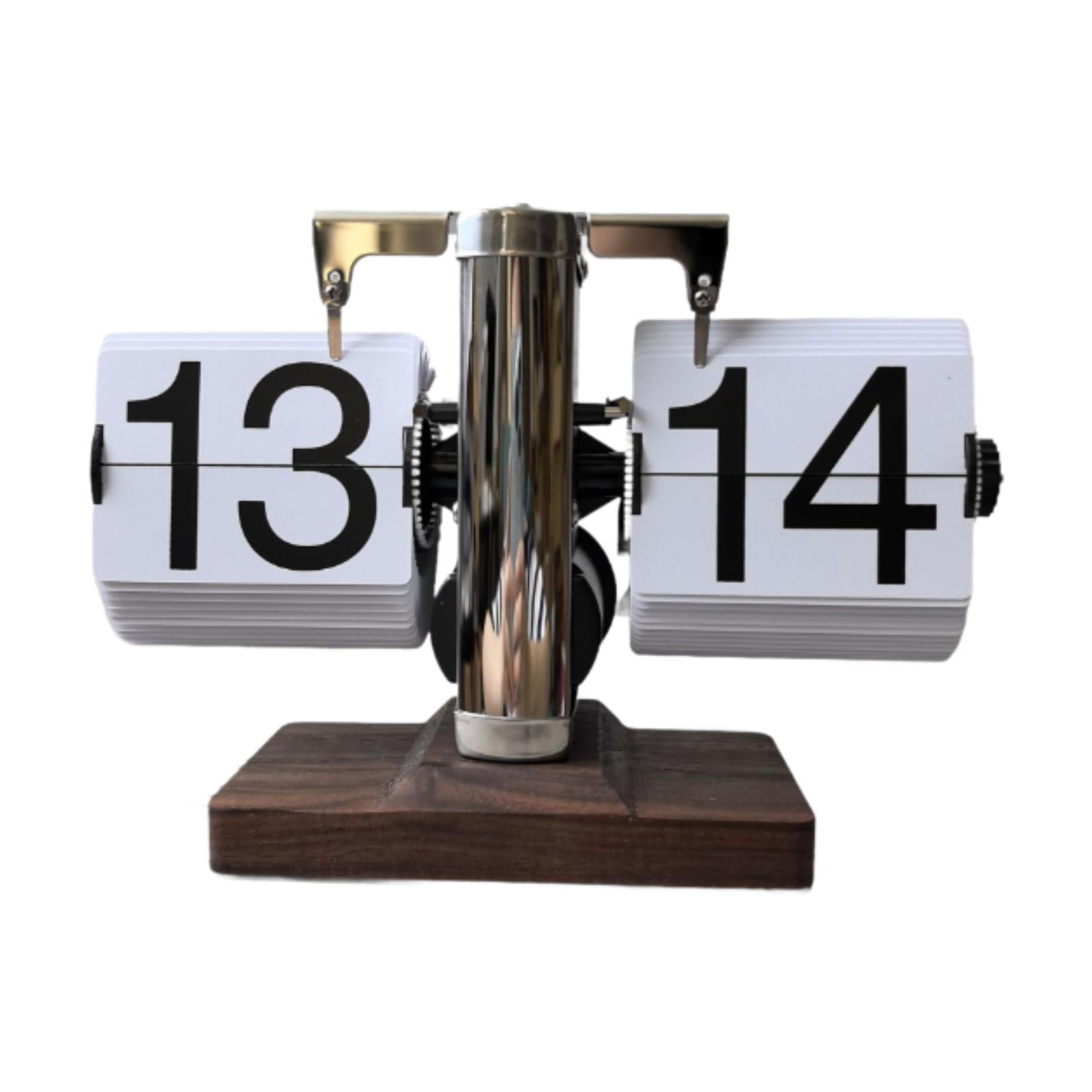 WLPZXP Flip Desk Clock Mechanical Page Turning Retro Design with Wood ...