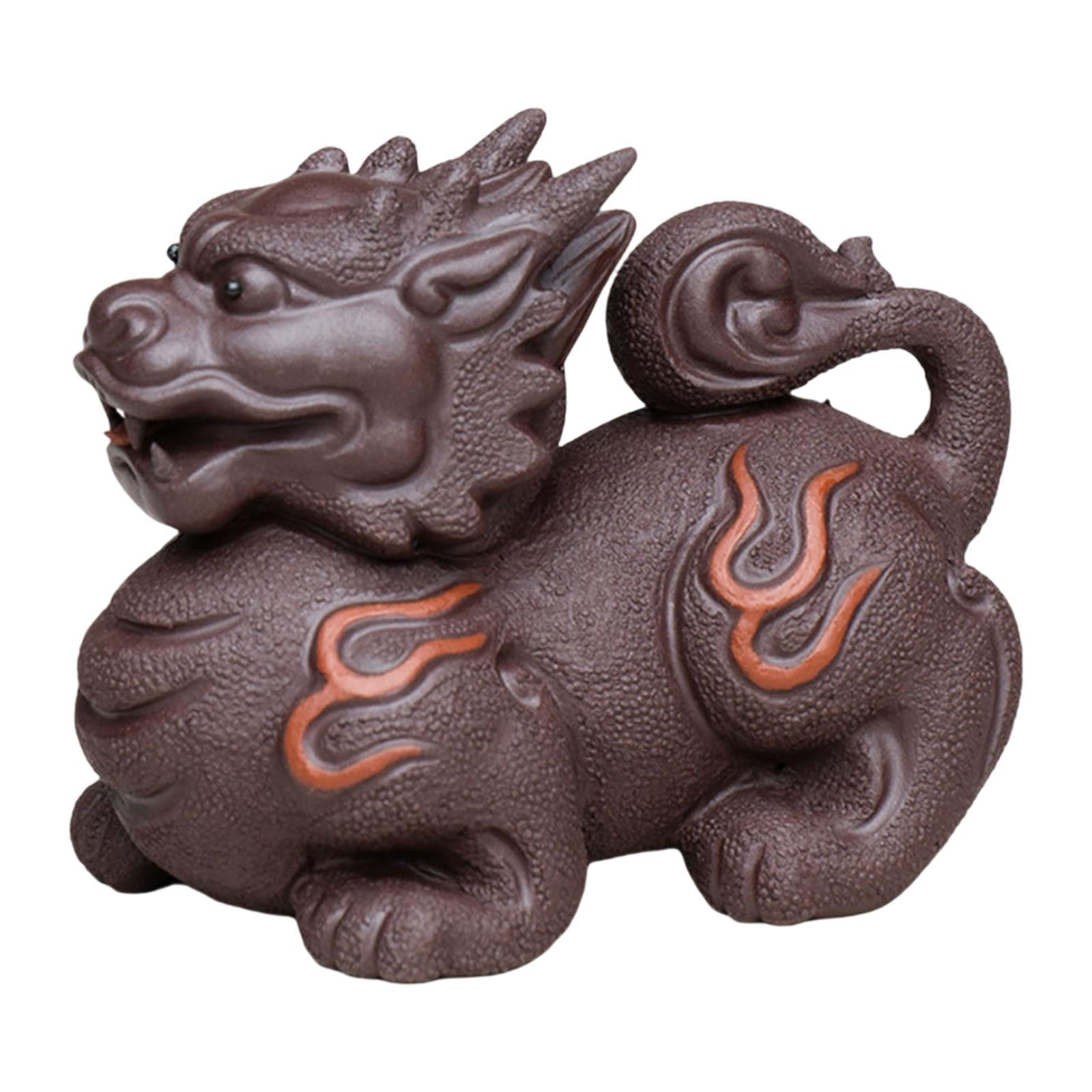 WLPZXP Purple Clay Tea Pet Qilin Kirin Statue Desk Figure Table ...