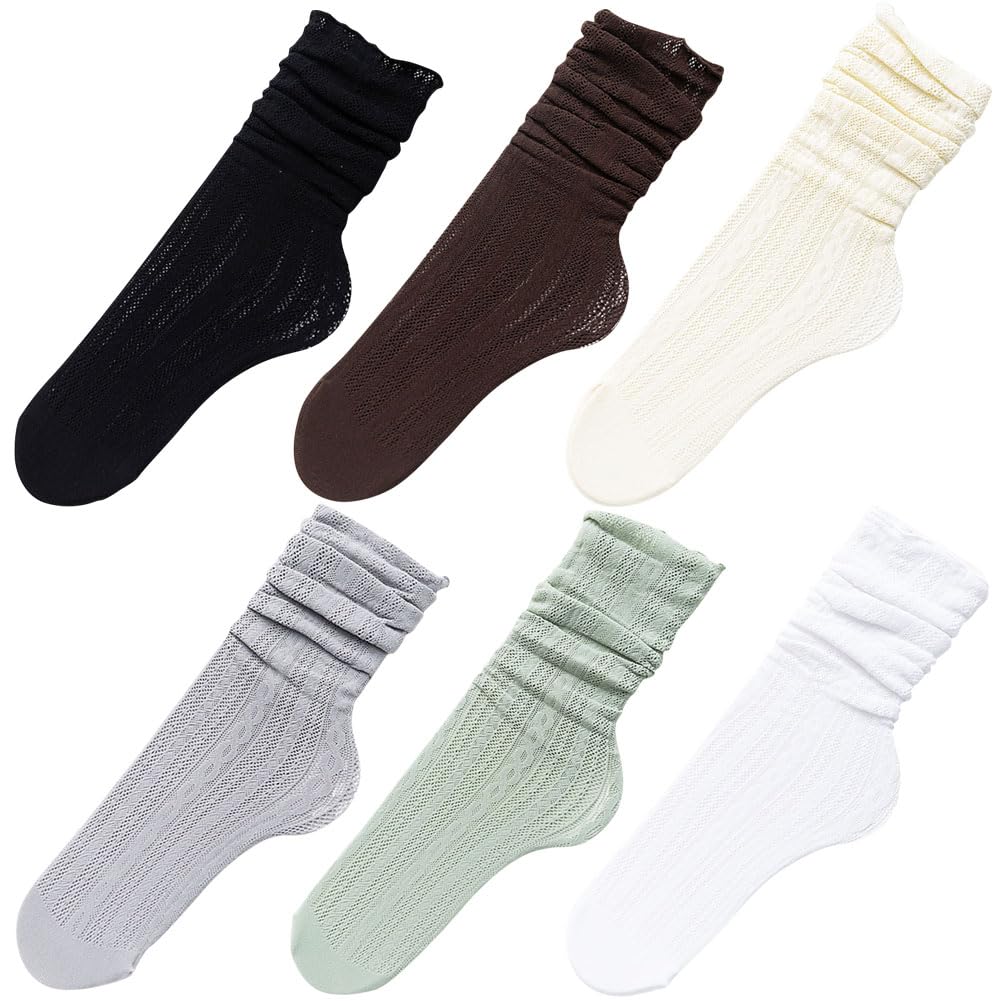 WLQ 6 Pairs Women Lace Socks Mesh Sheer Ankle Socks Summer Through ...