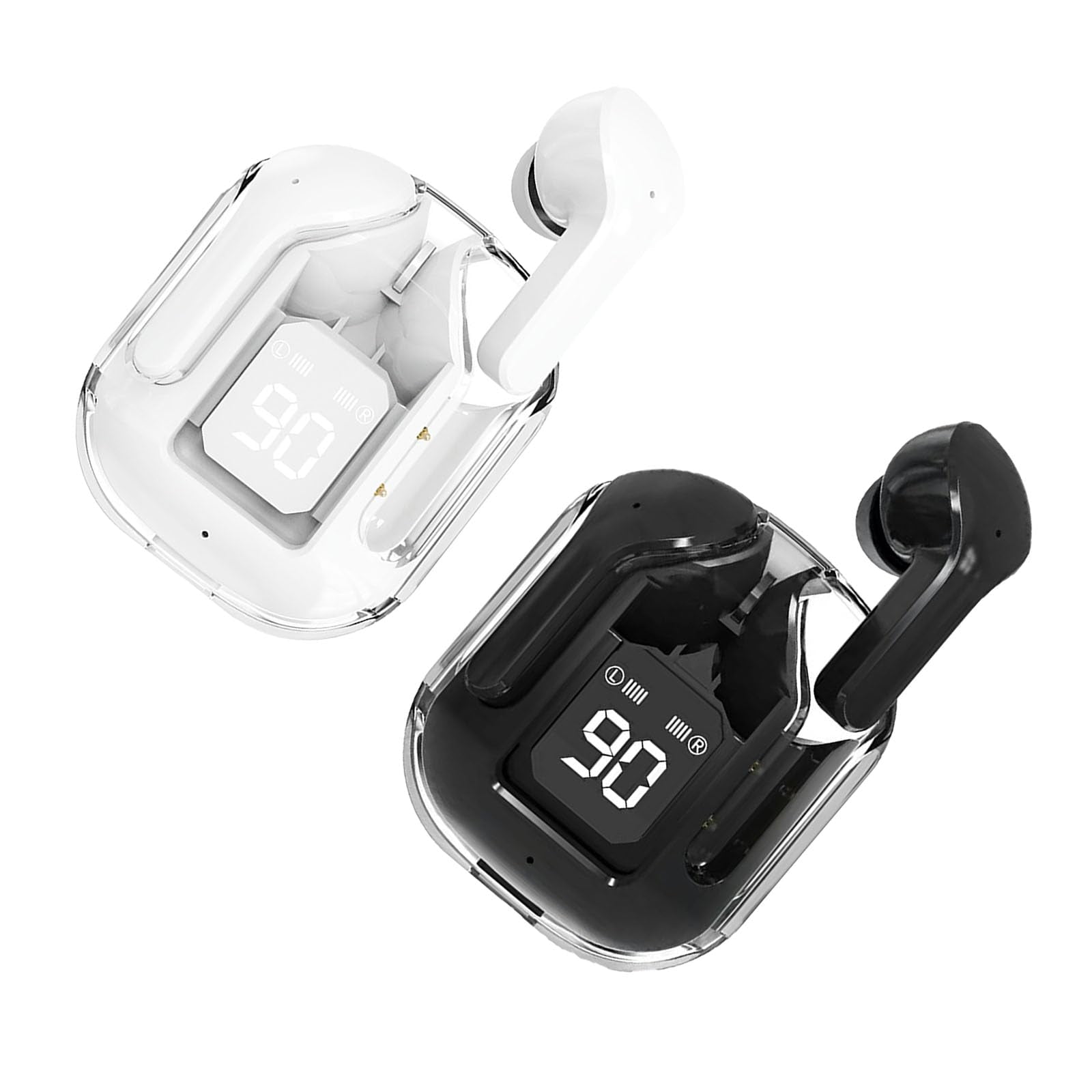 WLQ Bluetooth Headphones with Enc Noise Cancellation, Digital Display Noise Cancelling in-Ear ...