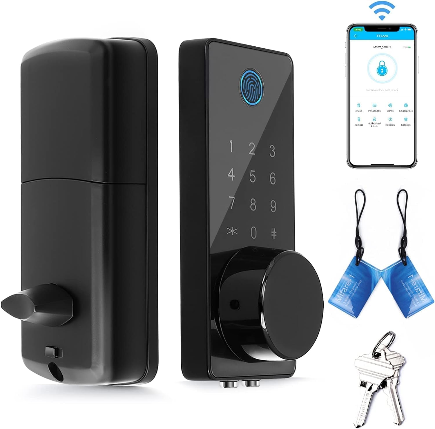 WLQ Fingerprint Door Lock for Front Door,App Control (via Bluetooth ...